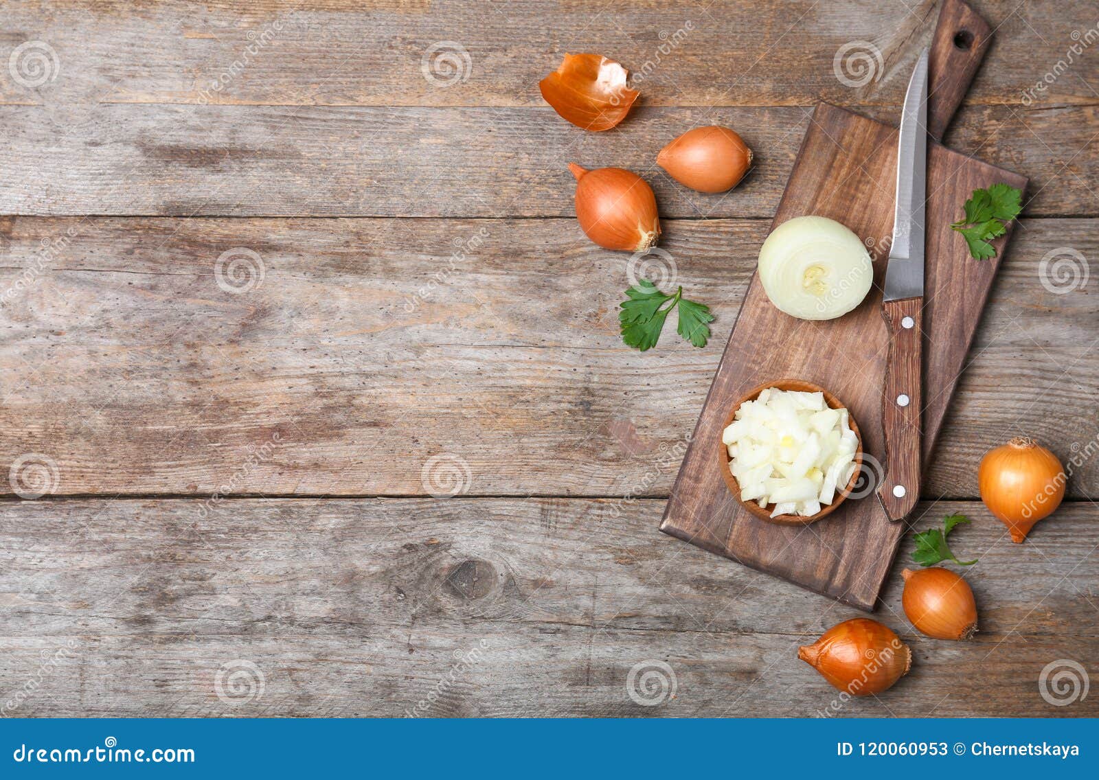 Composition with Fresh Ripe Onions on Wooden Table Stock Image - Image ...