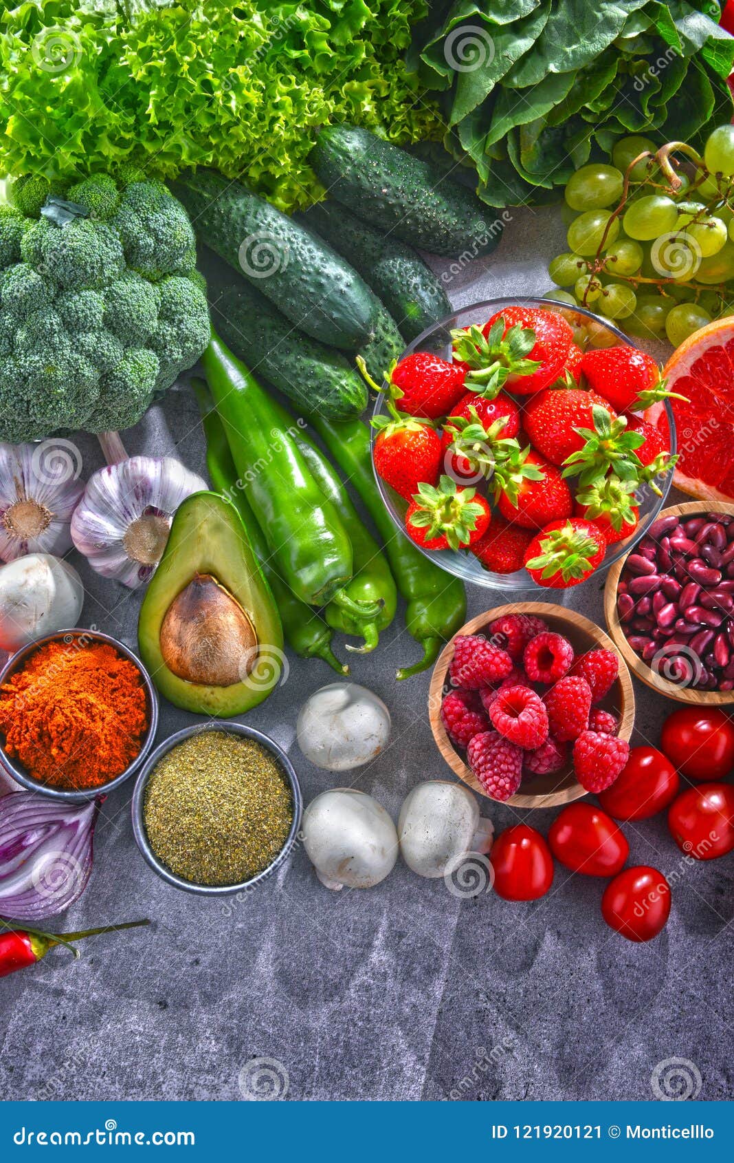 Composition with Fresh Vegetarian Grocery Products Stock Image - Image ...