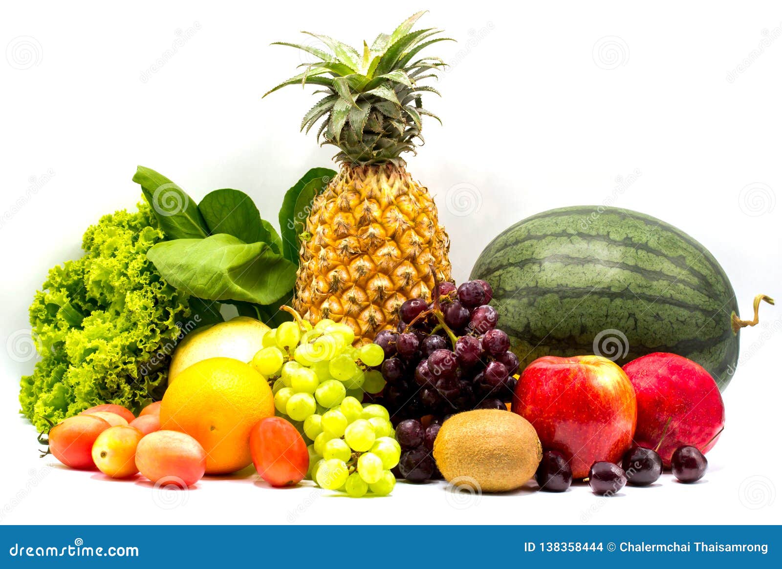 Composition with Fruits and Vegetables Isolated on White Background ...