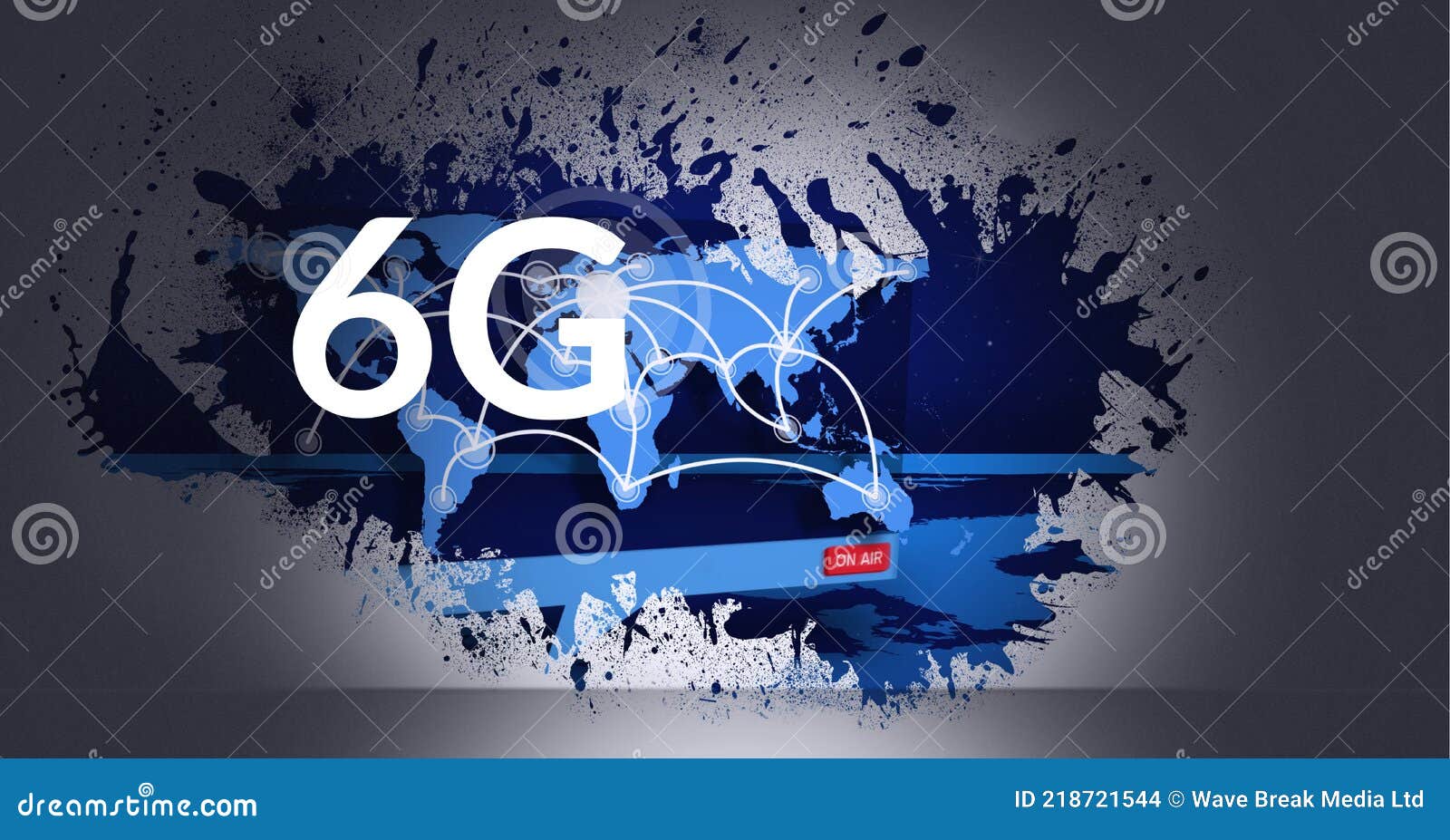 Composition of 6g Text and Connections Over World Map in Background ...