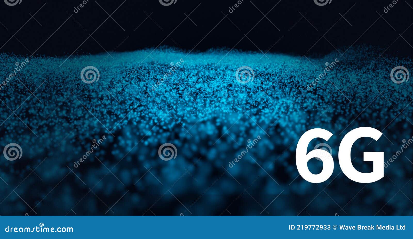 Composition of 6g in White Text Over Glowing Blue Granular Surface on ...