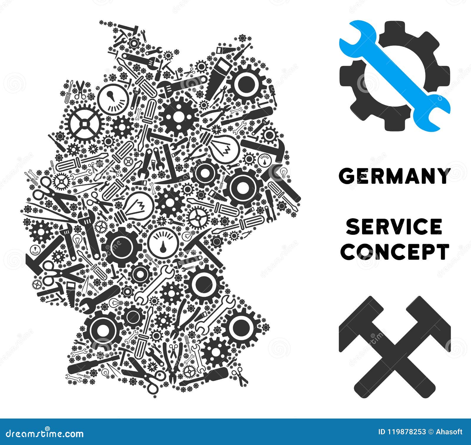 Composition Germany Map of Repair Tools Stock Vector - Illustration of ...