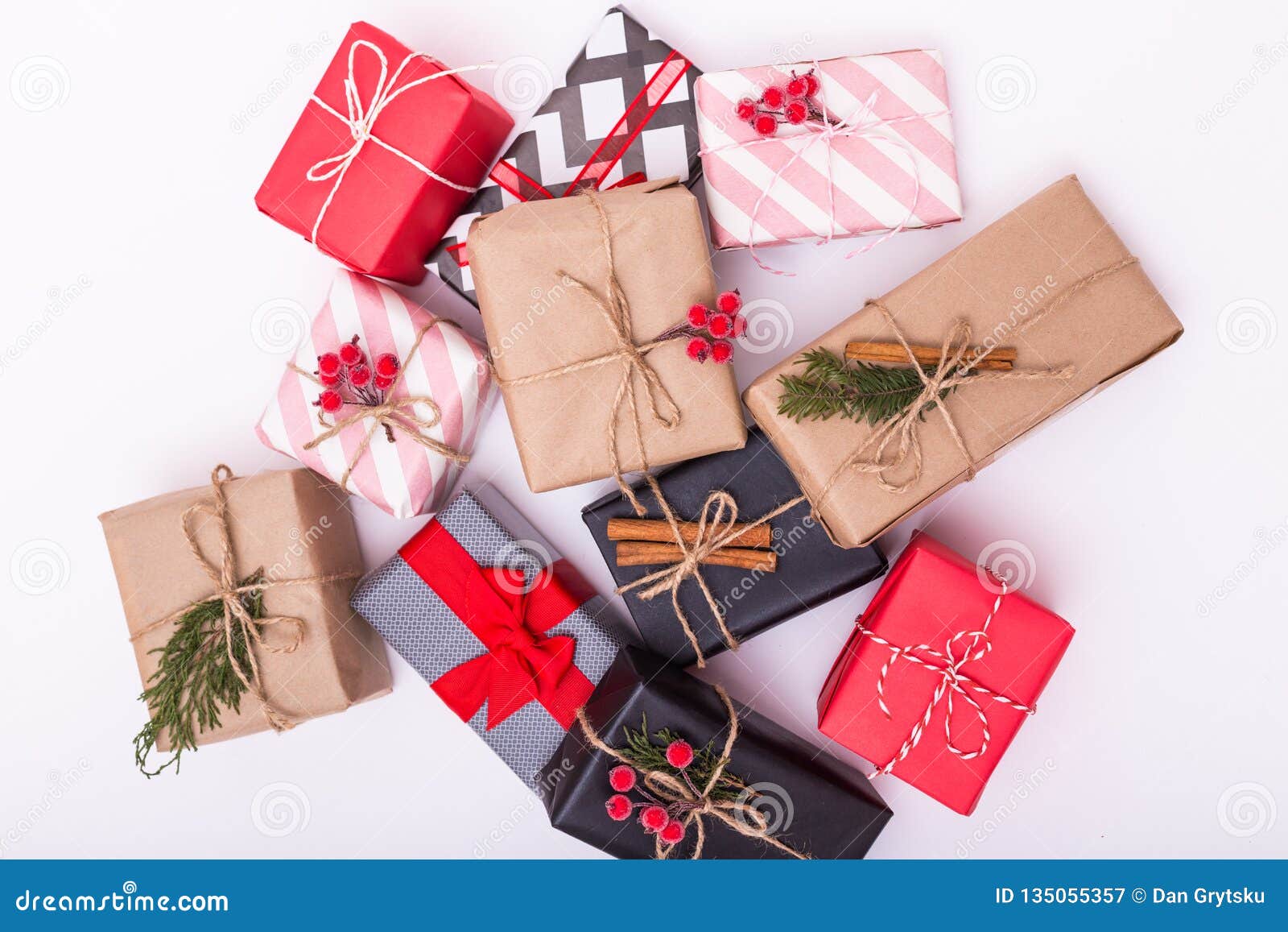 Composition of Gift Boxes. Flat Lay, Top View Closeup Stock Image ...