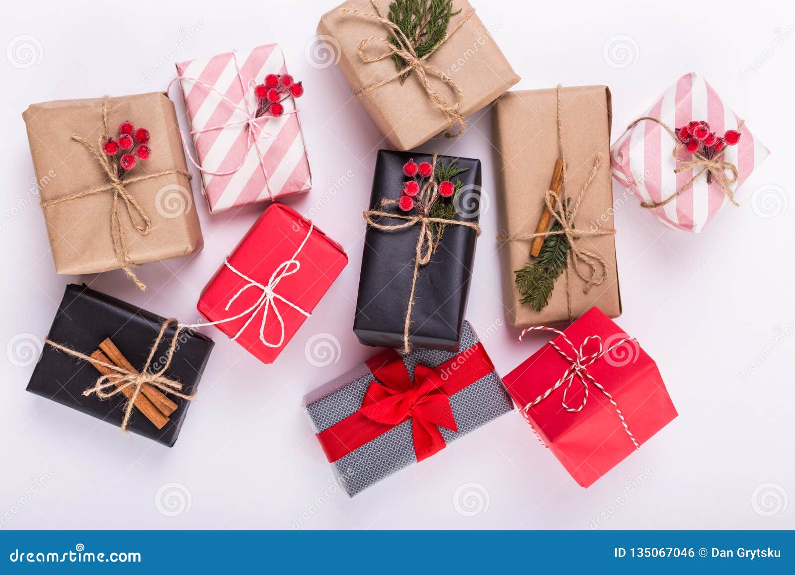 Composition of Gift Boxes. Flat Lay, Top View Closeup Stock Photo ...