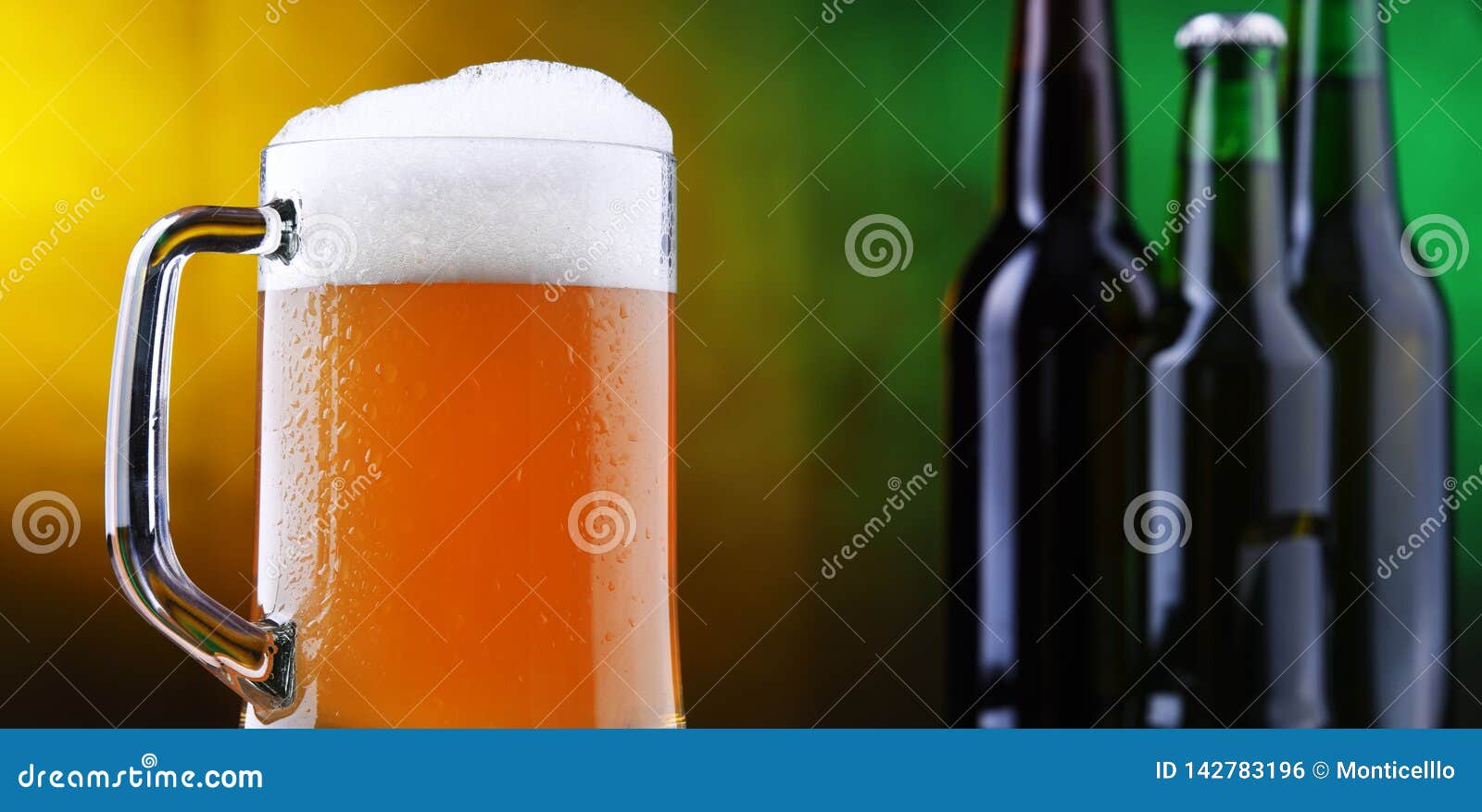 Composition with Glass and Bottles of Beer Stock Photo - Image of ...