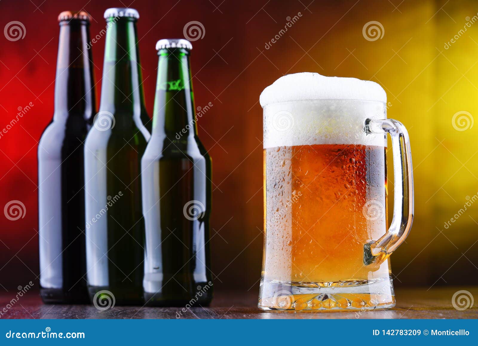 Composition with Glass and Bottles of Beer Stock Image - Image of drink ...