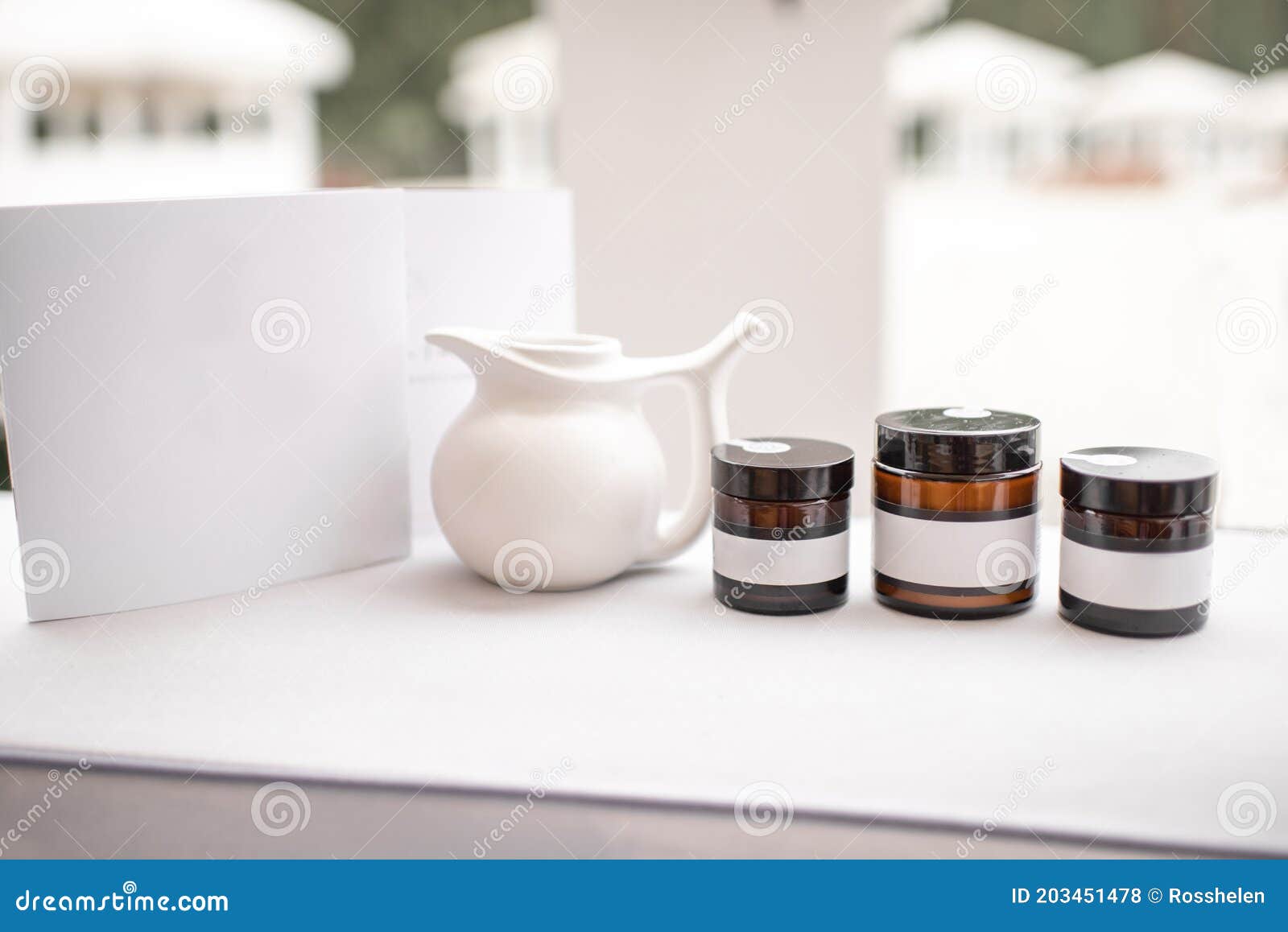 Composition of a Glass Bottles with Empty Stickers on White Background ...