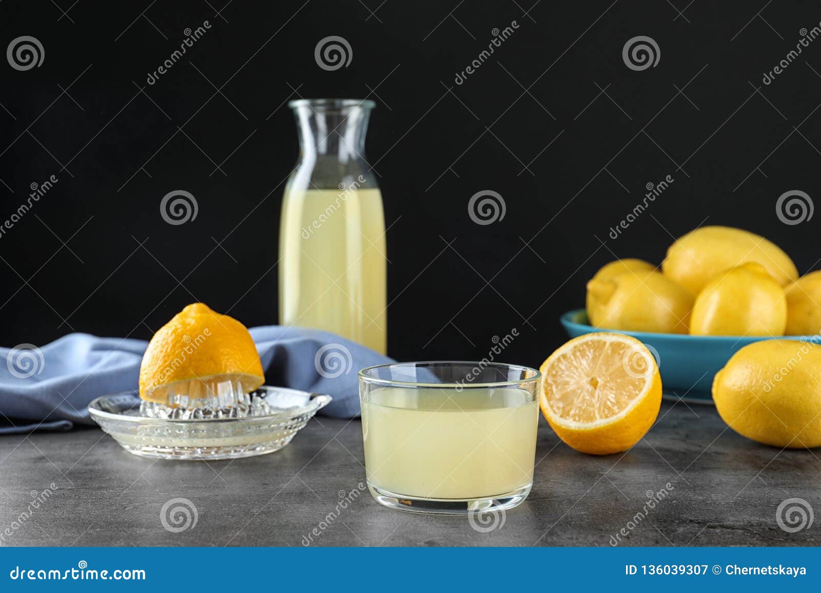 Composition with Glass of Freshly Squeezed Lemon Juice Stock Image ...