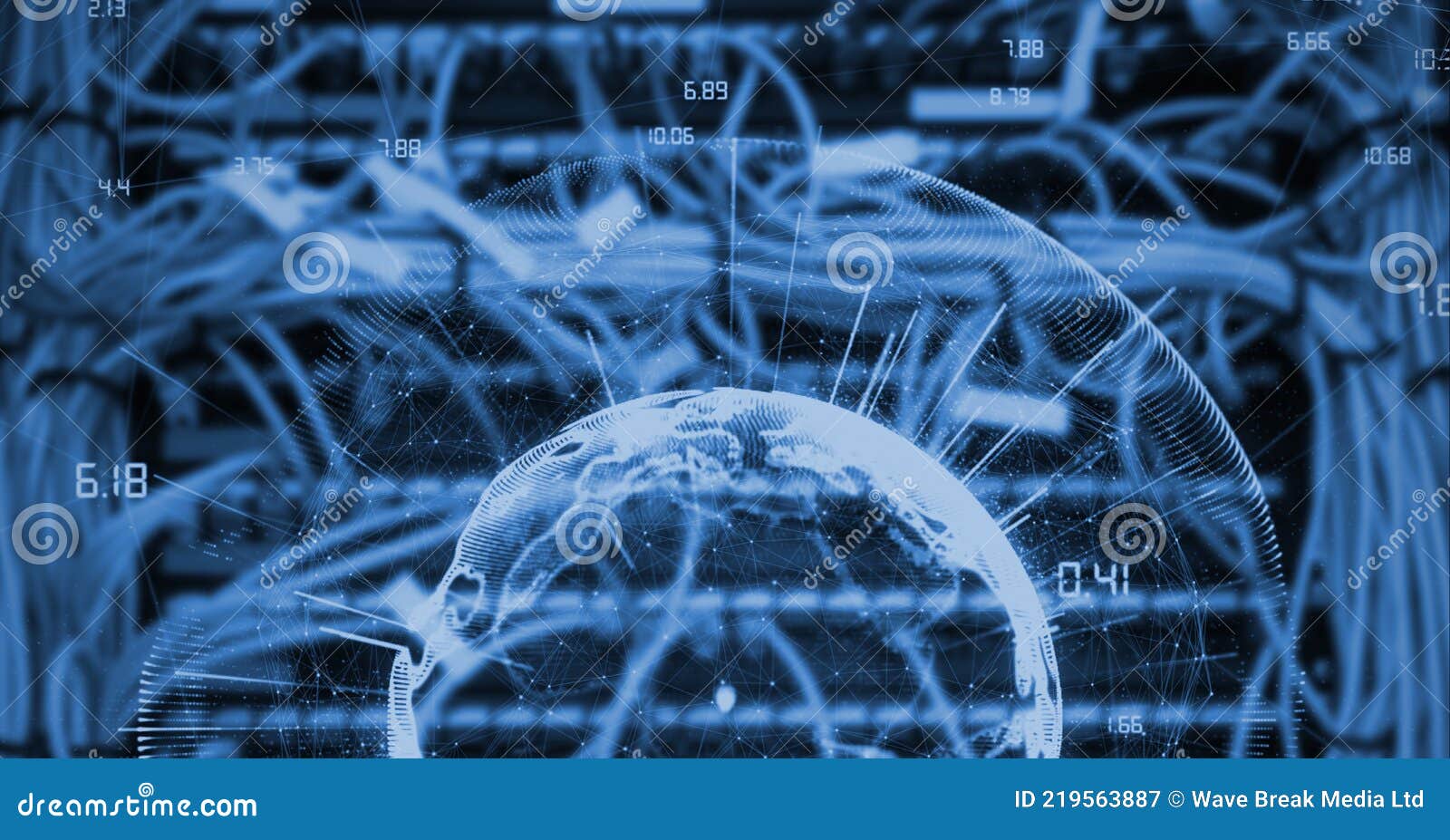 Composition of Globe with Network of Connections Over Computer Server ...