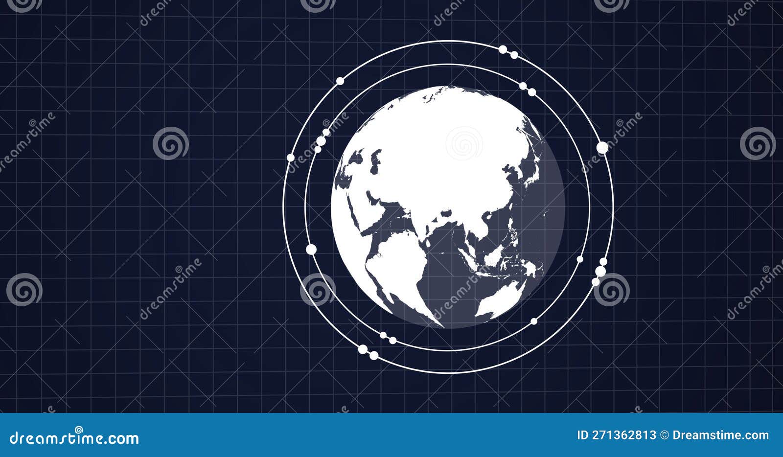 Composition of Globe Over Grid on Black Background Stock Illustration ...