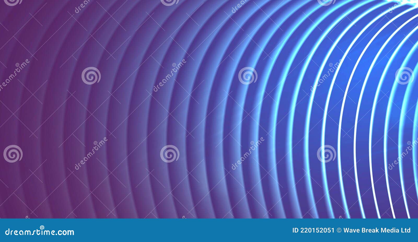 Composition of Glowing Blue Parallel Concentric Curved Lines on Dark ...