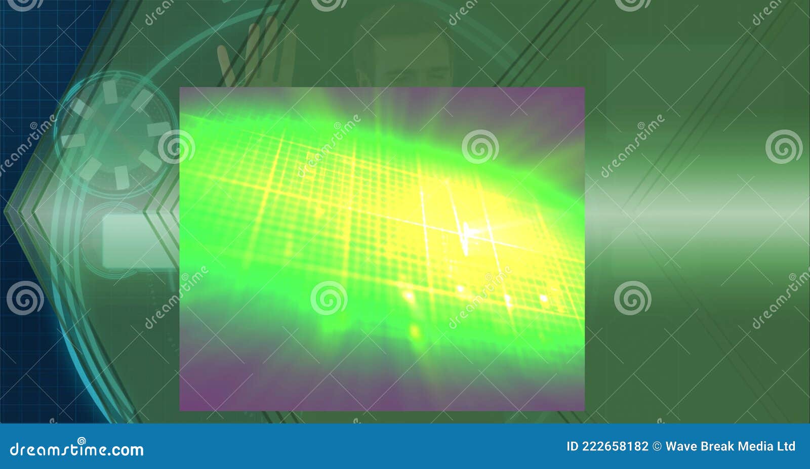 Composition of Glowing Green Light Over Digital Interface and Man Using ...