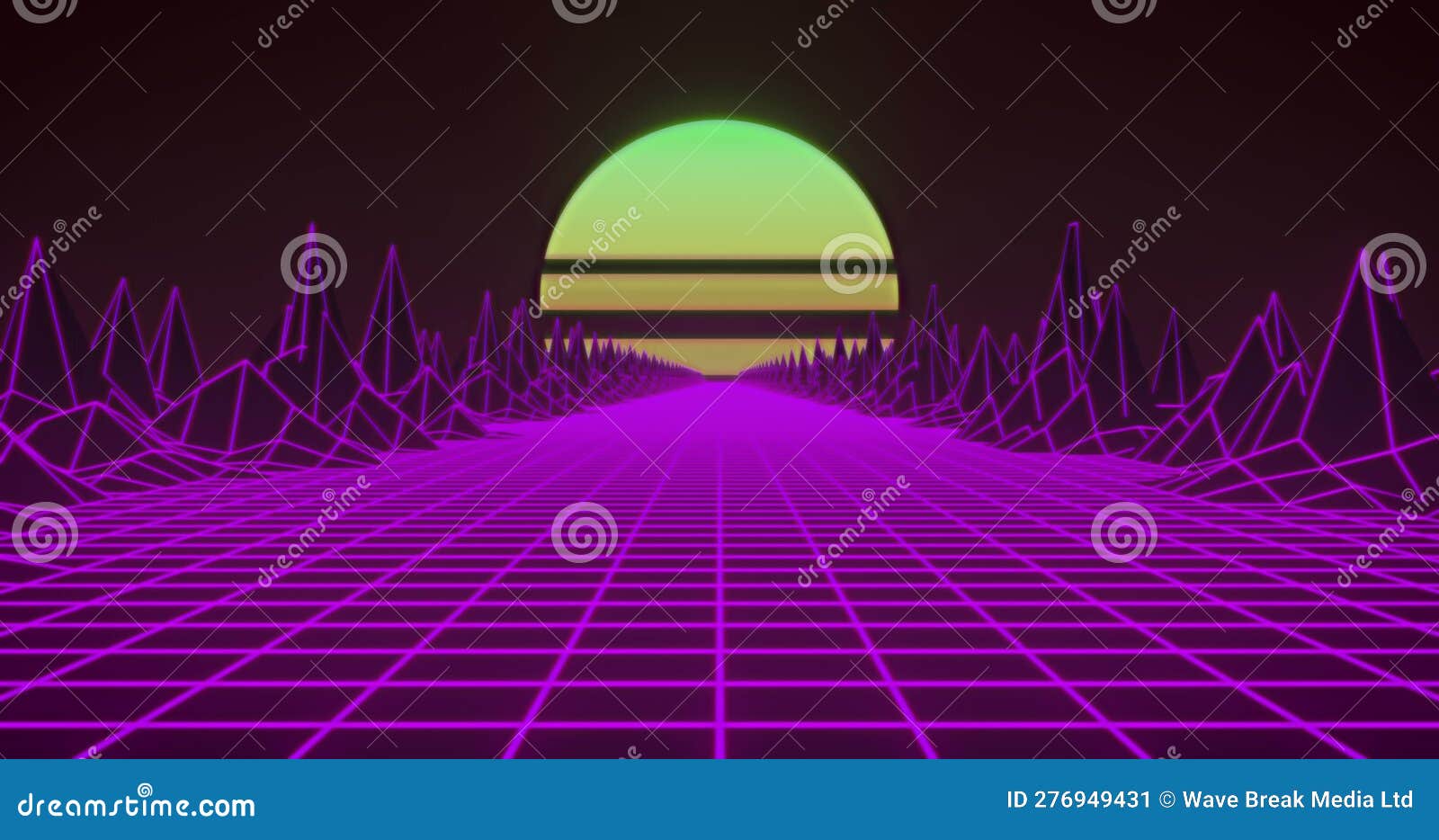 Composition of Glowing Sun and Metaverse Grid on Black Background Stock ...