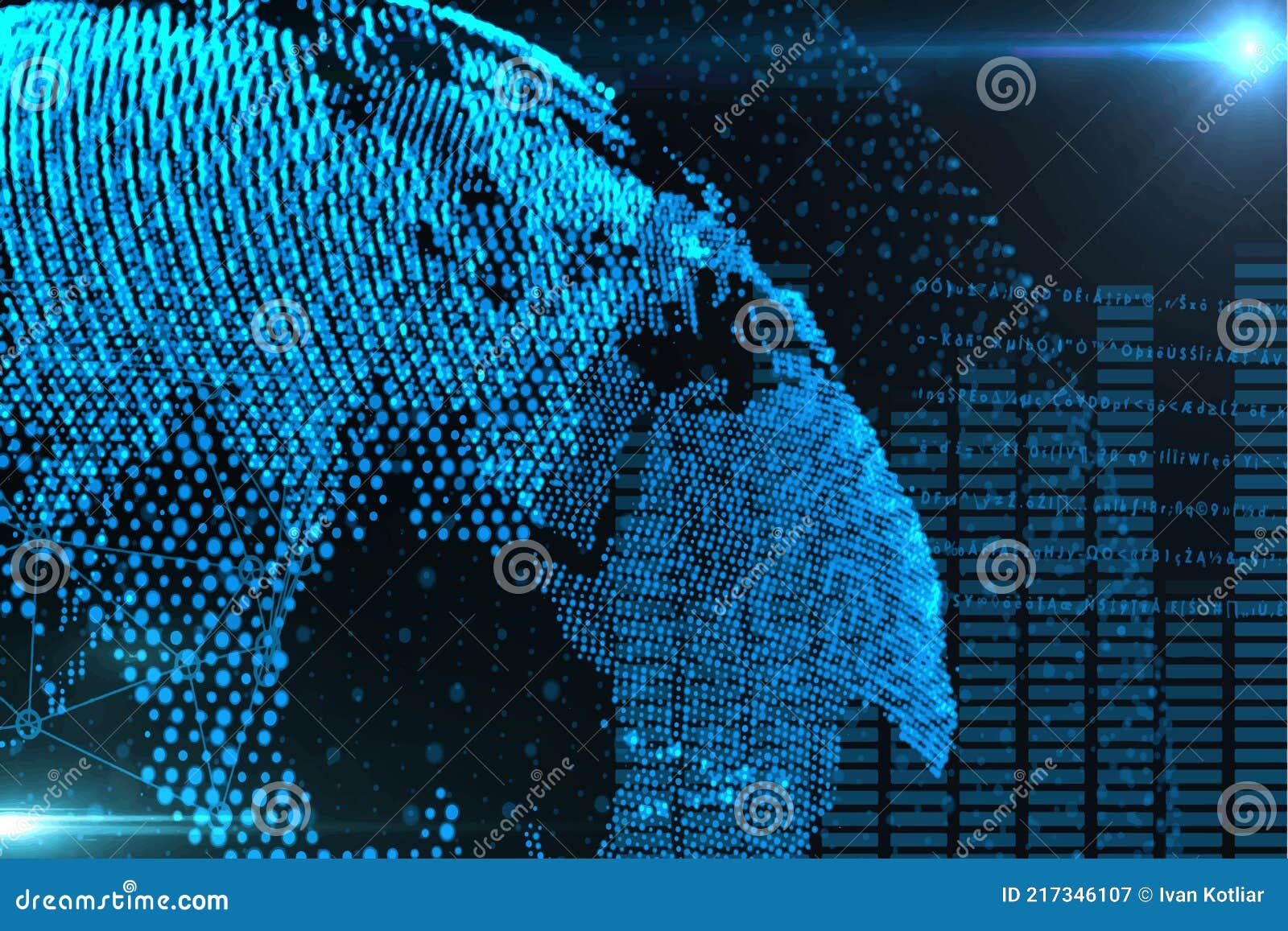 Composition with Glowing World Globe. Global Network Connection Neon ...