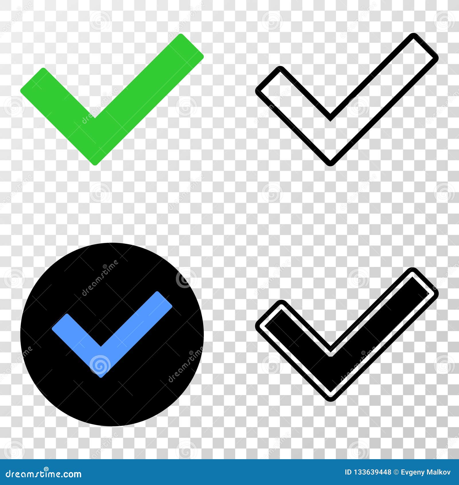 Composition of Gradiented Dotted Validated Tick and Grunged Stamp Stock ...