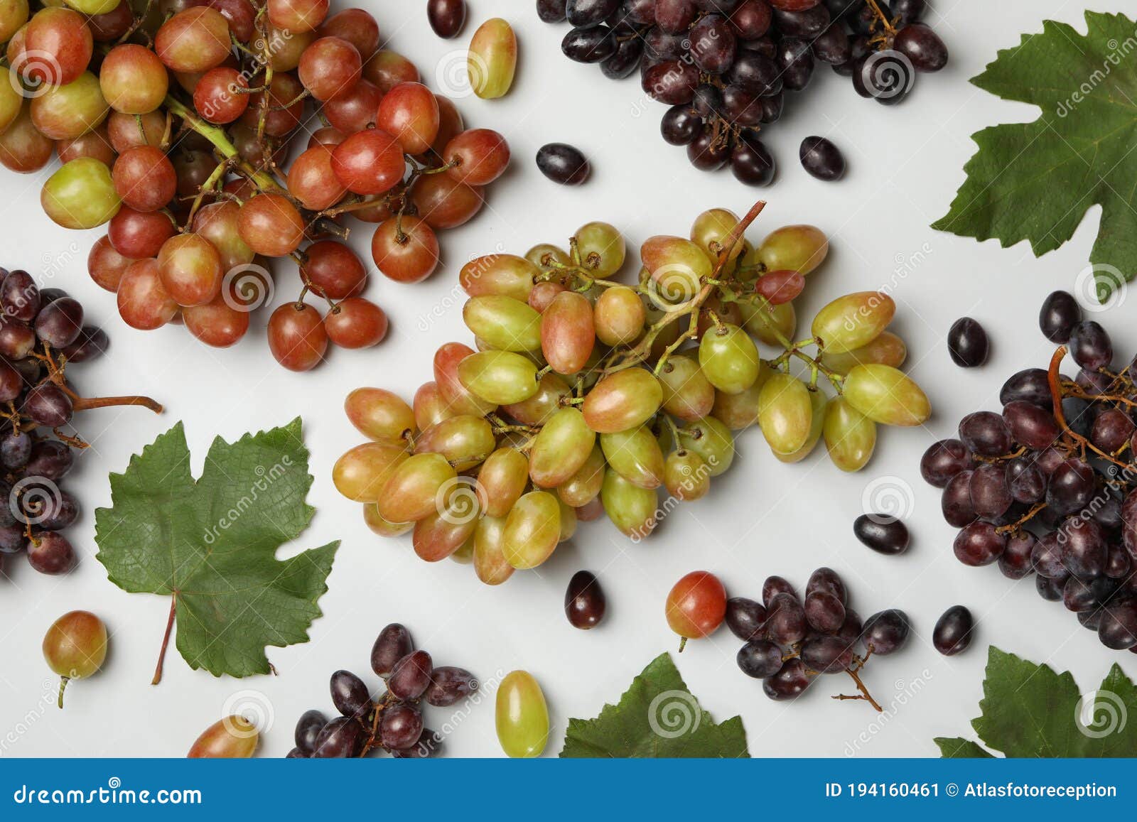 Composition Grape and Leaves on White Background Stock Image - Image of ...