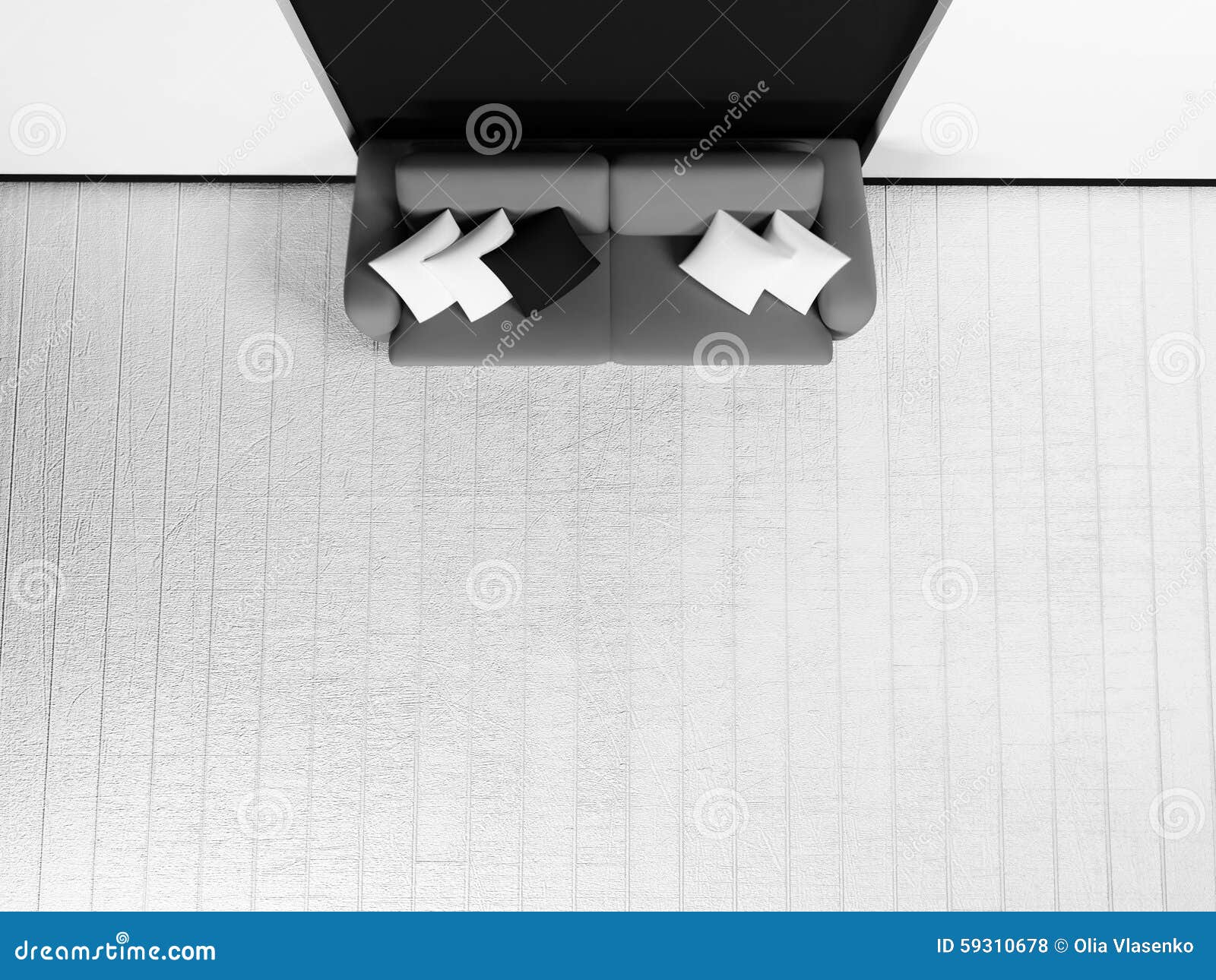 Composition in Gray Colors, Sofa, Top View, Stock Illustration ...