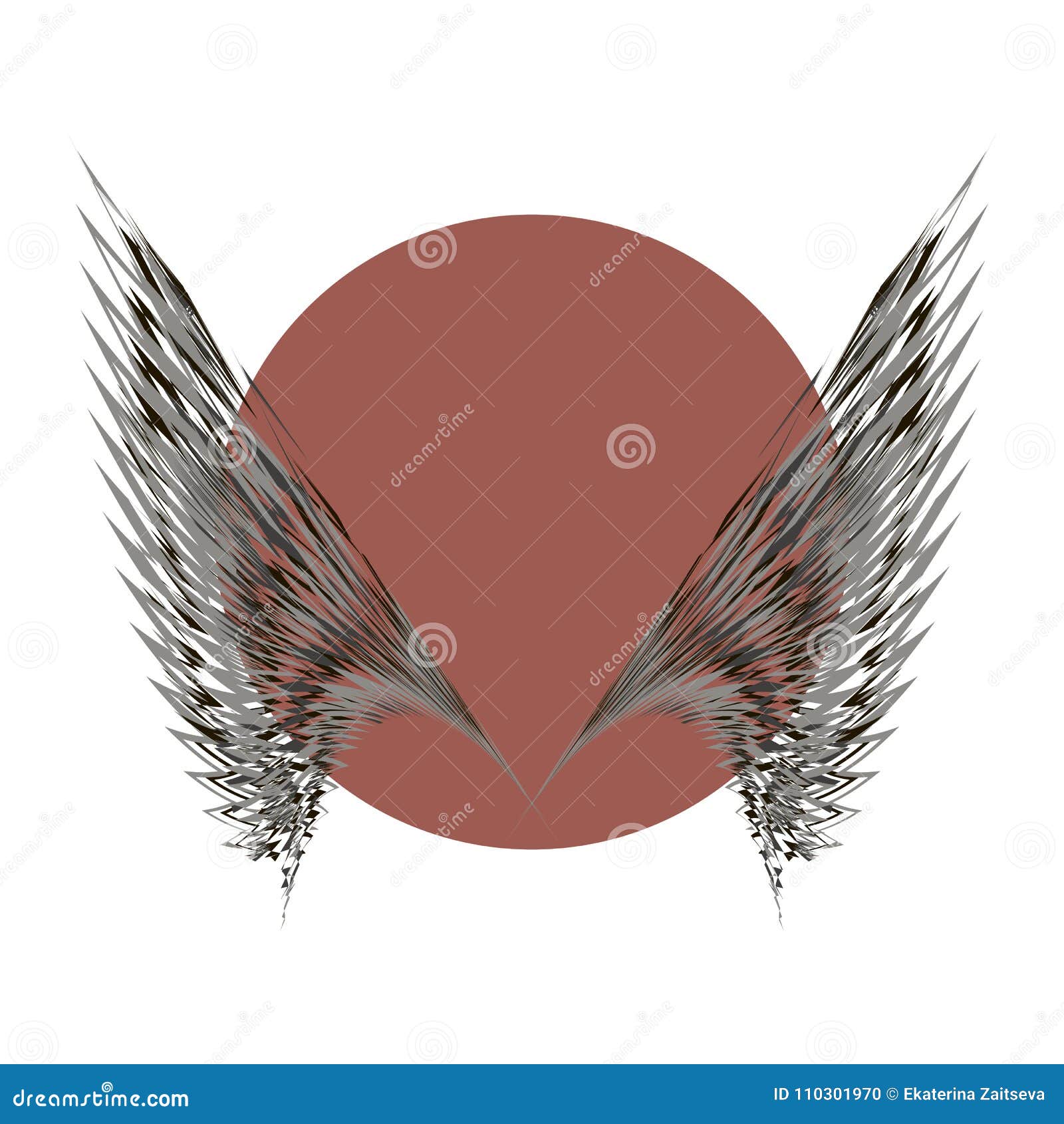 Composition of Gray Wings on a Background of a Red Circle Stock Vector ...