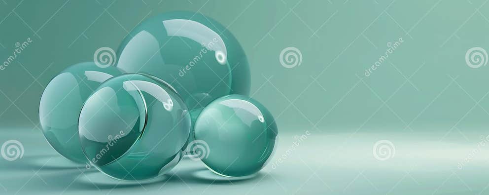 Abstract Green Glass Spheres on a Smooth Gradient Background Stock ...