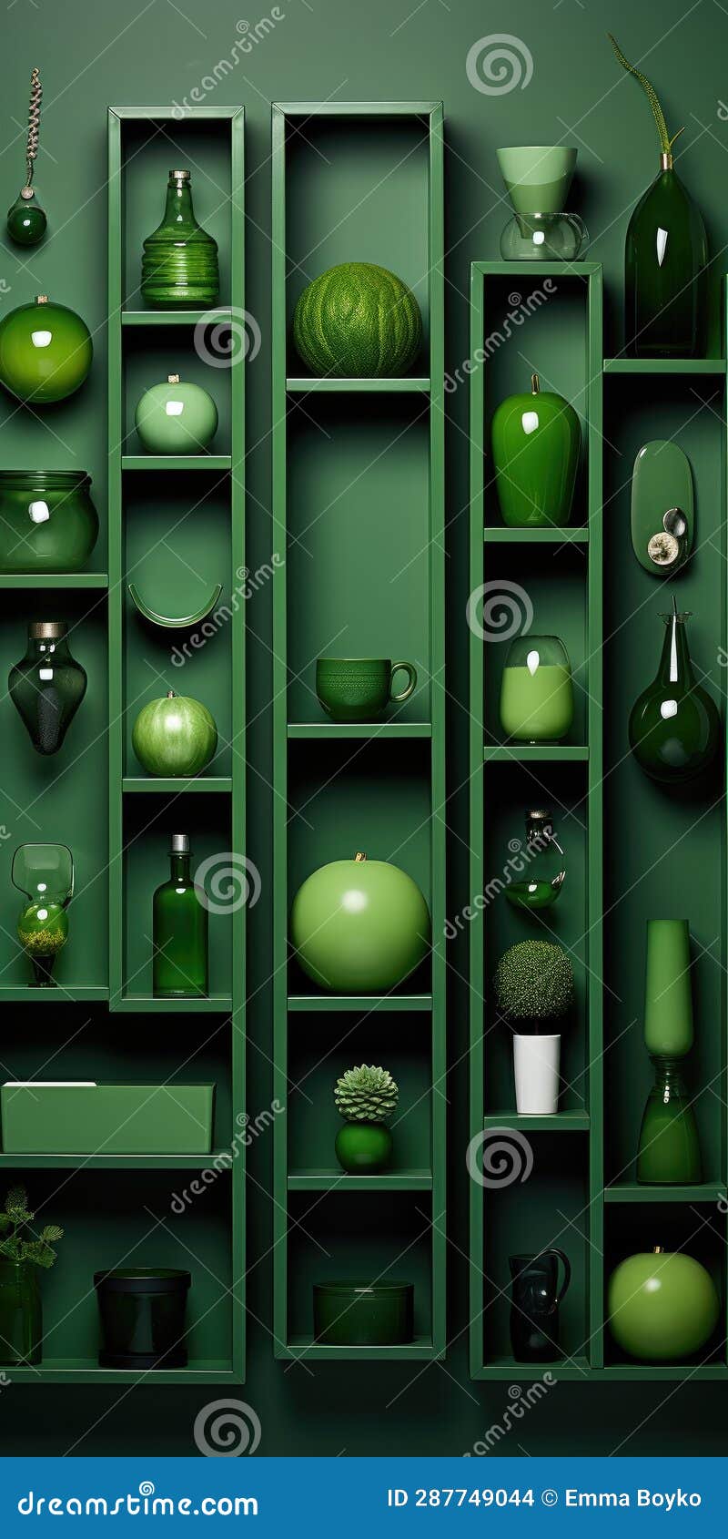 Composition of Green Objects on a Green Background. Generative AI Stock ...