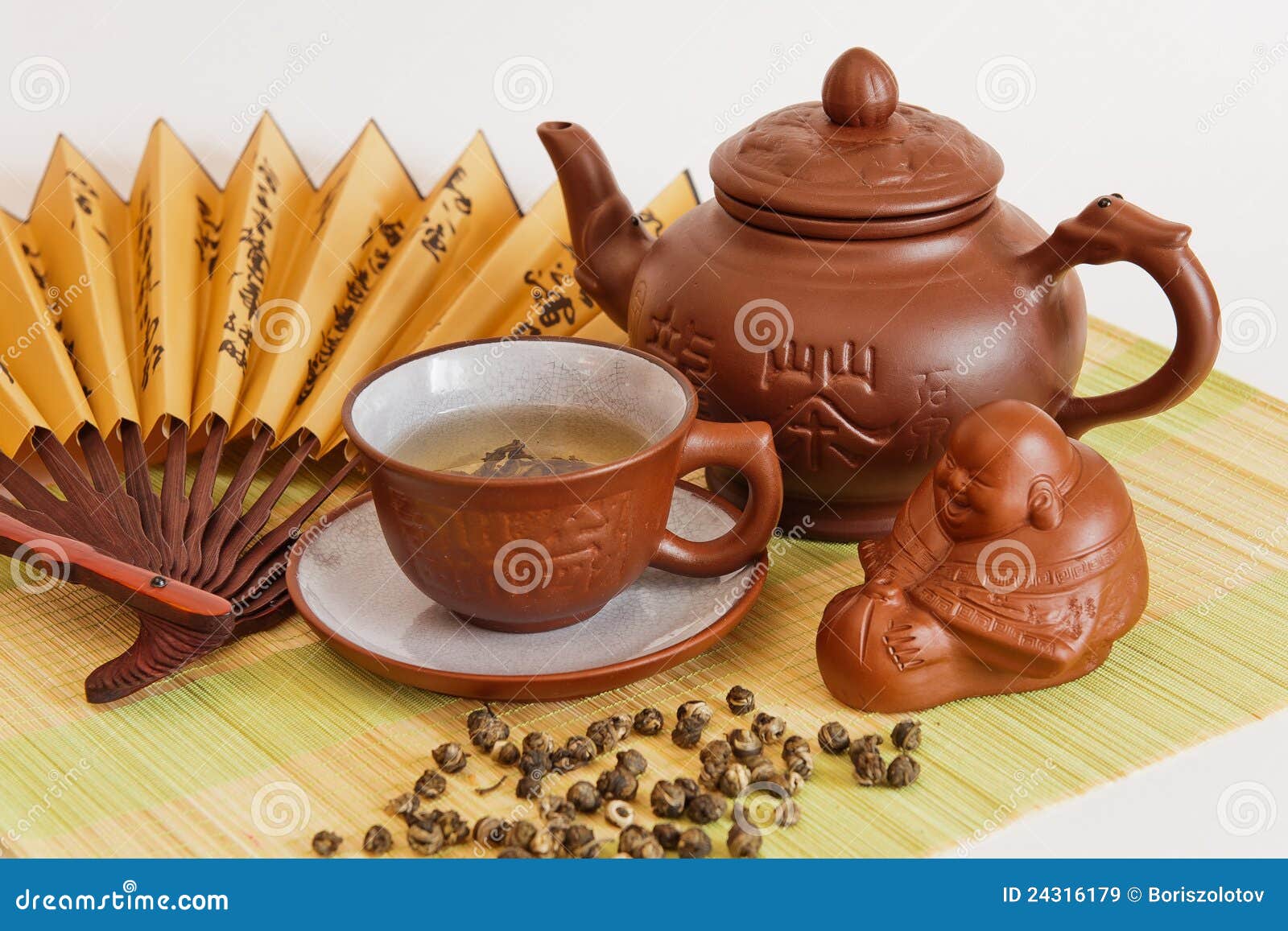 The Composition of Green Tea Stock Image - Image of background ...
