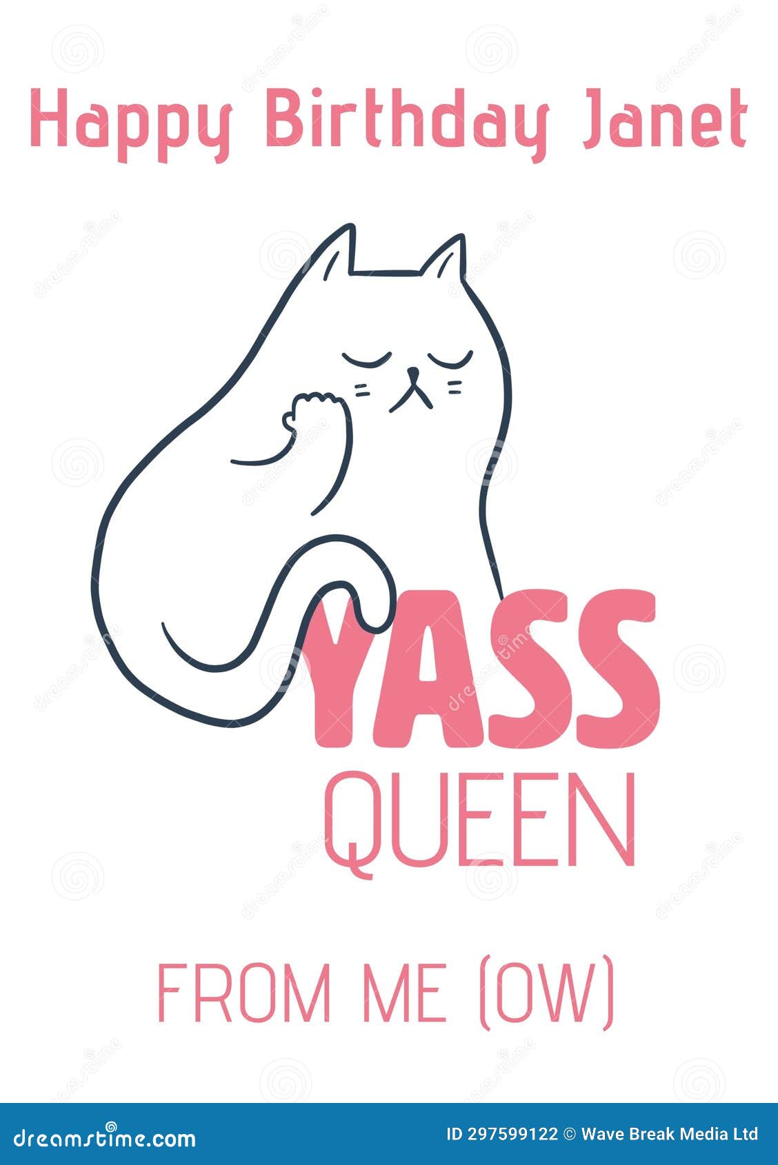 Composition Of Happy Birthday Janet Text With Cat On White Background ...