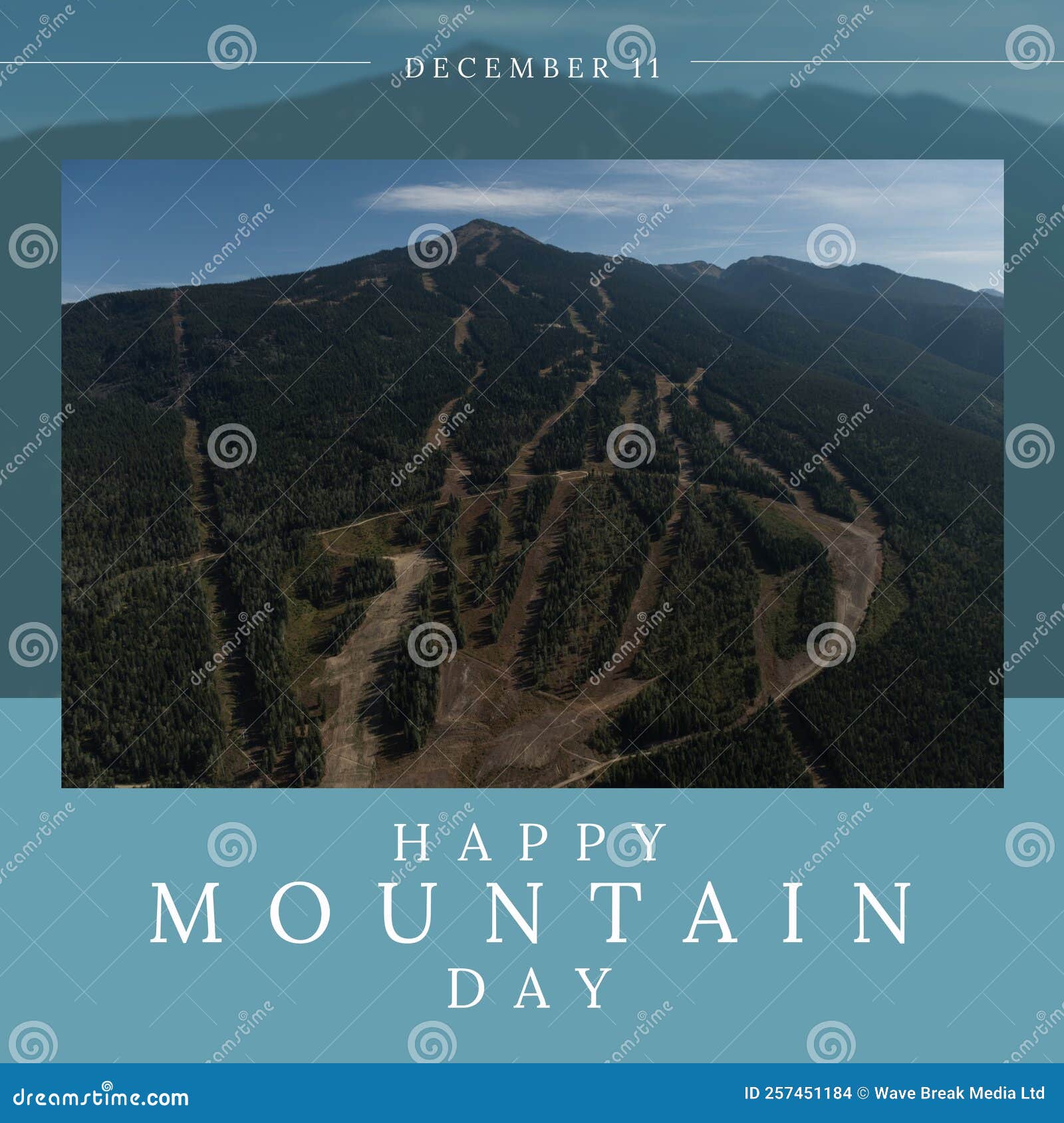 Composition of Happy Mountain Day Text Over Landscape with Mountains ...