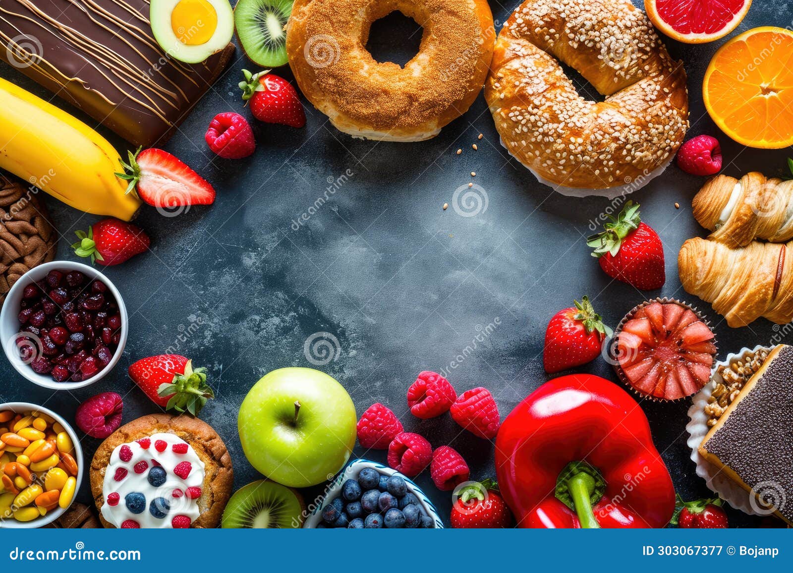 A Composition of Healthy and Unhealthy Food Elements from Above. AI ...