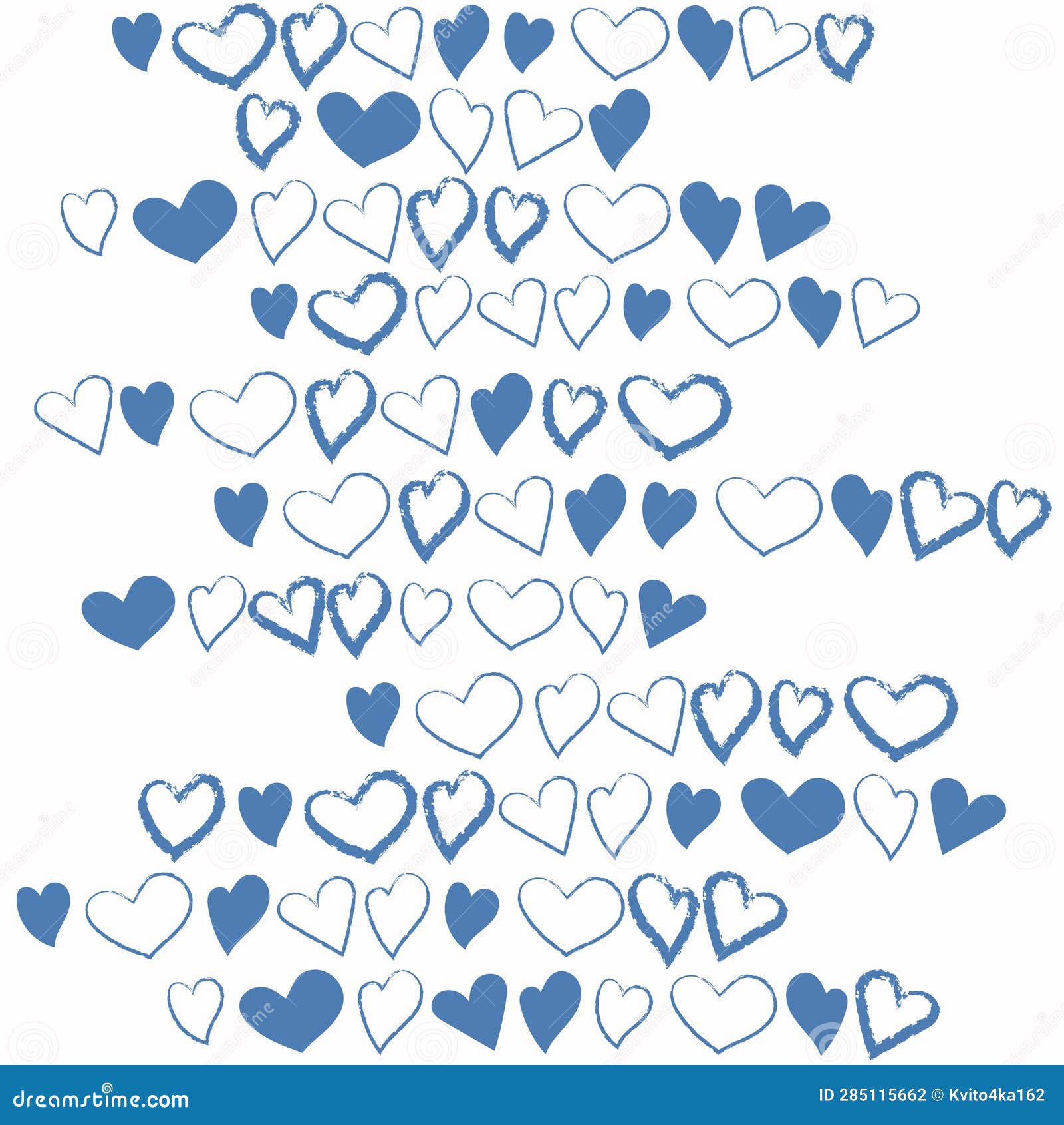 Composition of Hearts in Blue, Imitation of an Ink Pen. Love Code ...