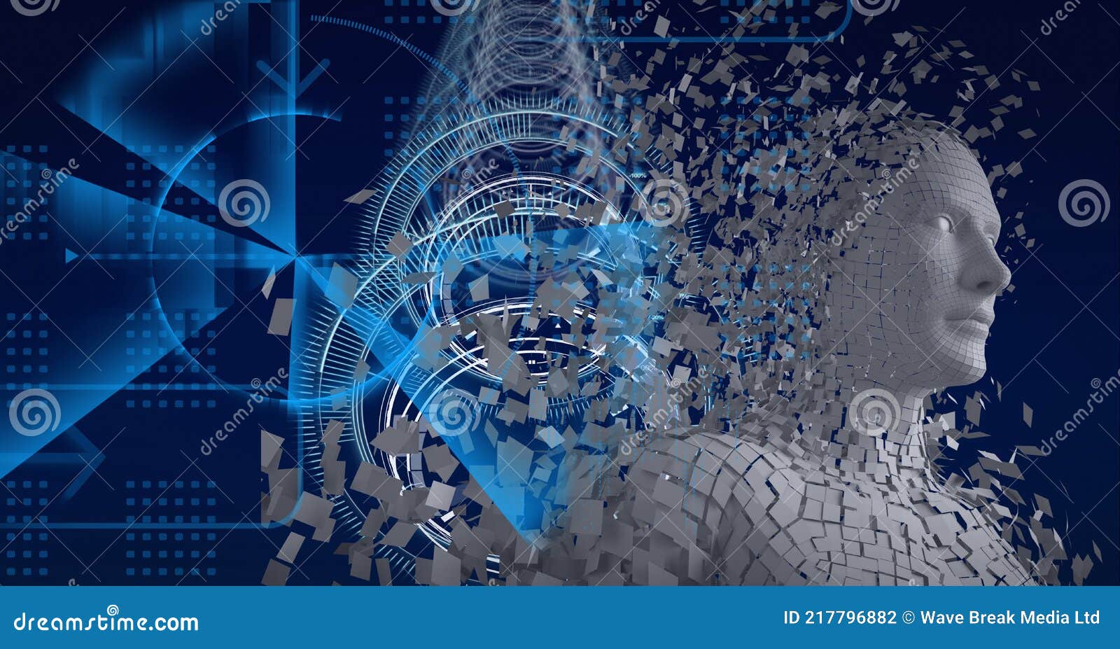 Composition of Human Bust Formed with Grey Particles and Scopes ...