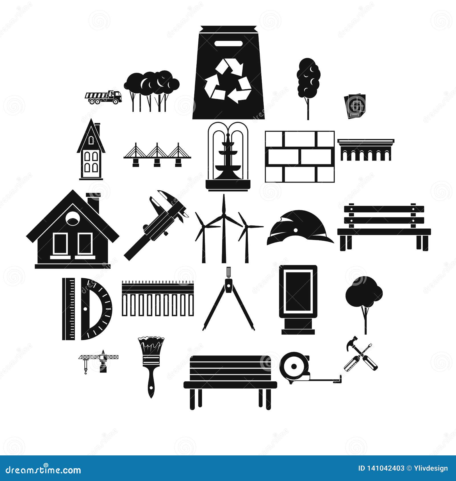 Composition Icons Set, Simple Style Stock Vector - Illustration of ...