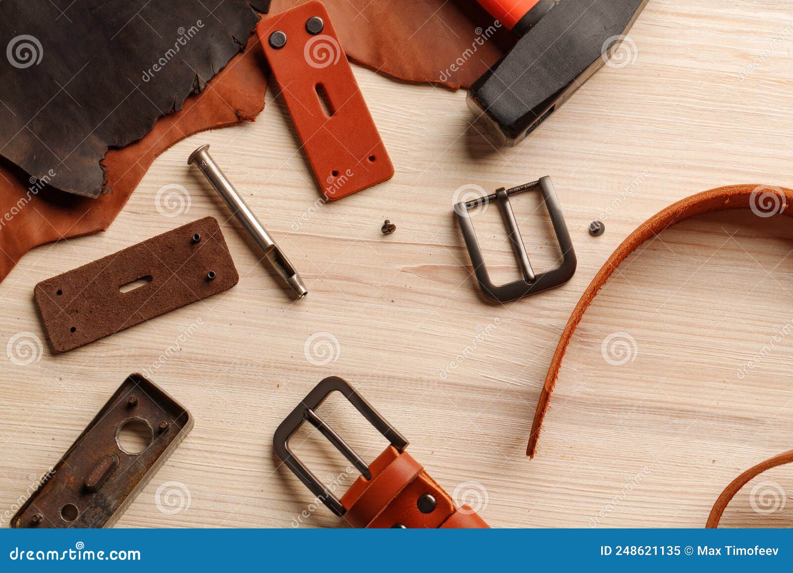 Composition of Instruments for Leather Processing. the Process of ...