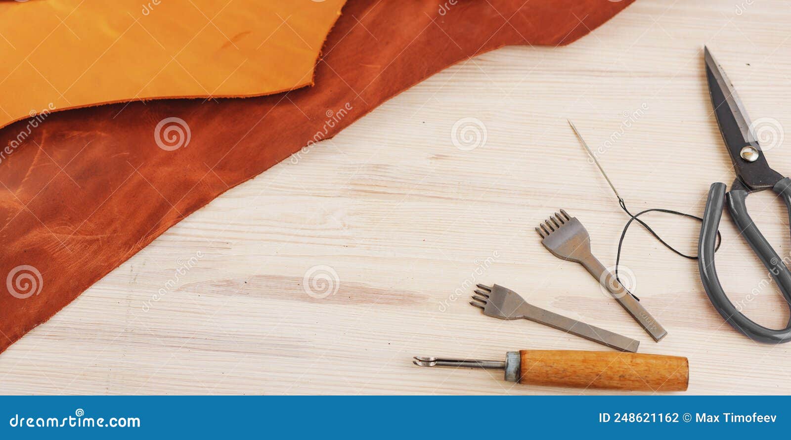 Composition of Instruments for Leather Processing. the Process of ...