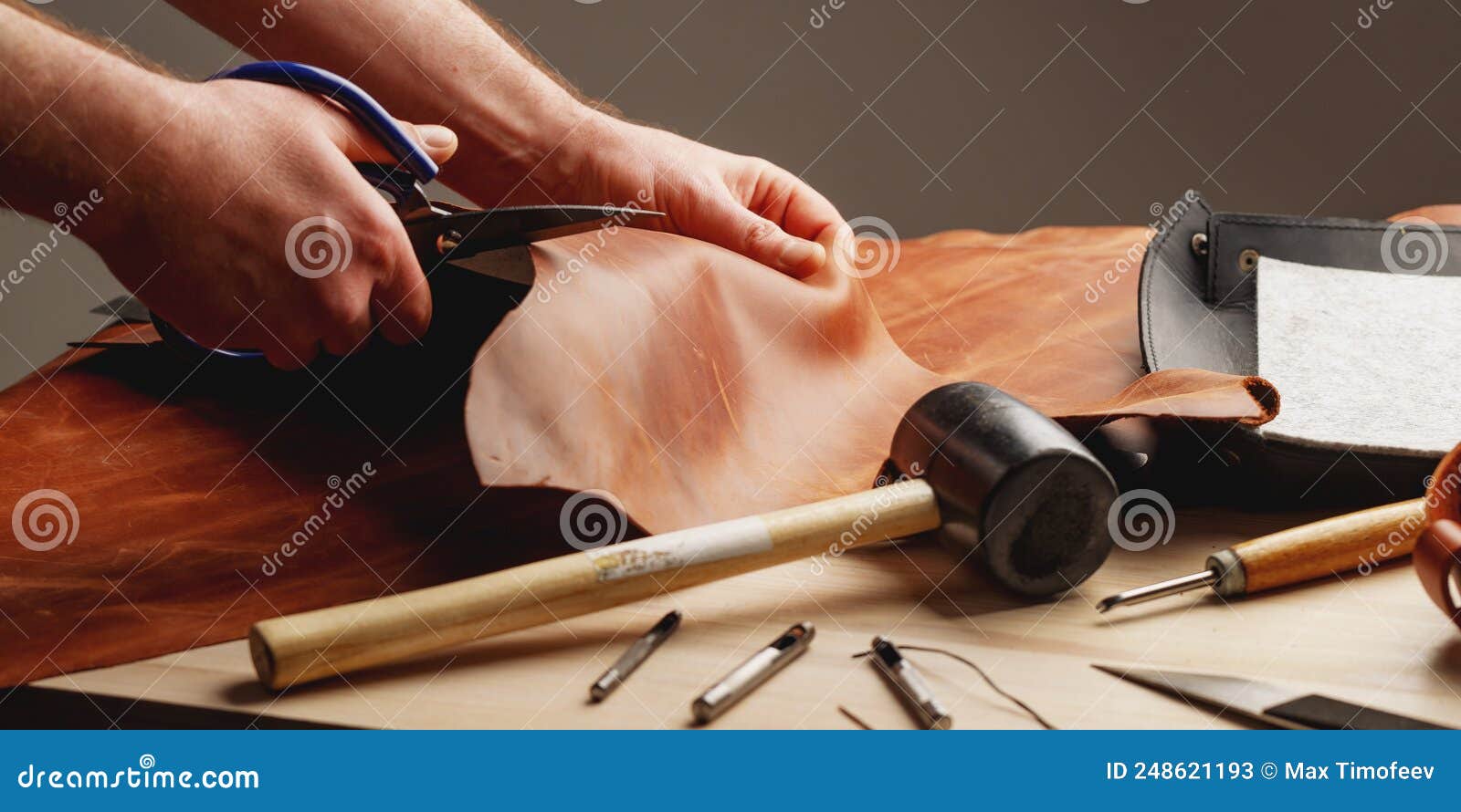 Composition of Instruments for Leather Processing. the Process of ...