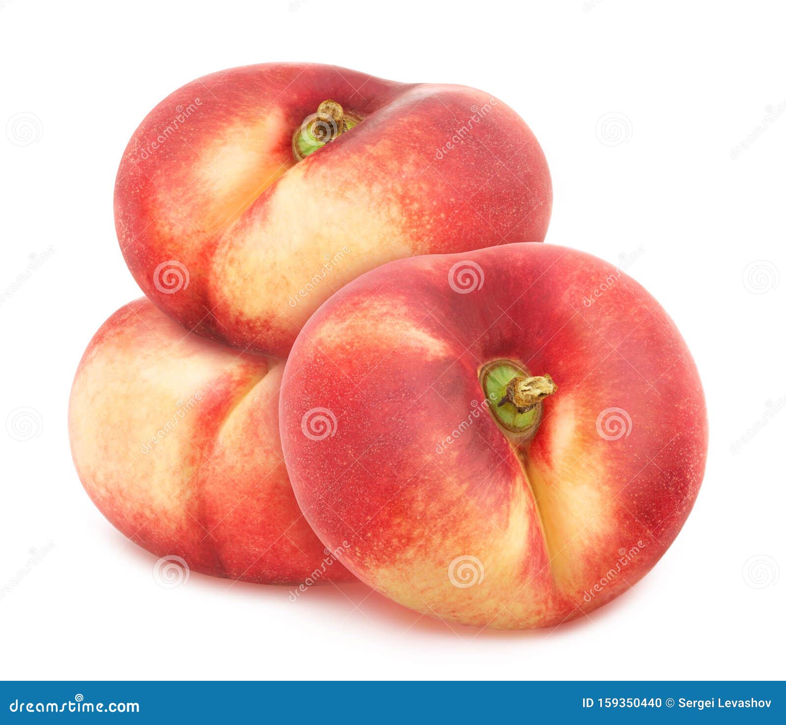 Composition with Juicy Flat Nectarines Isolated on White Background ...
