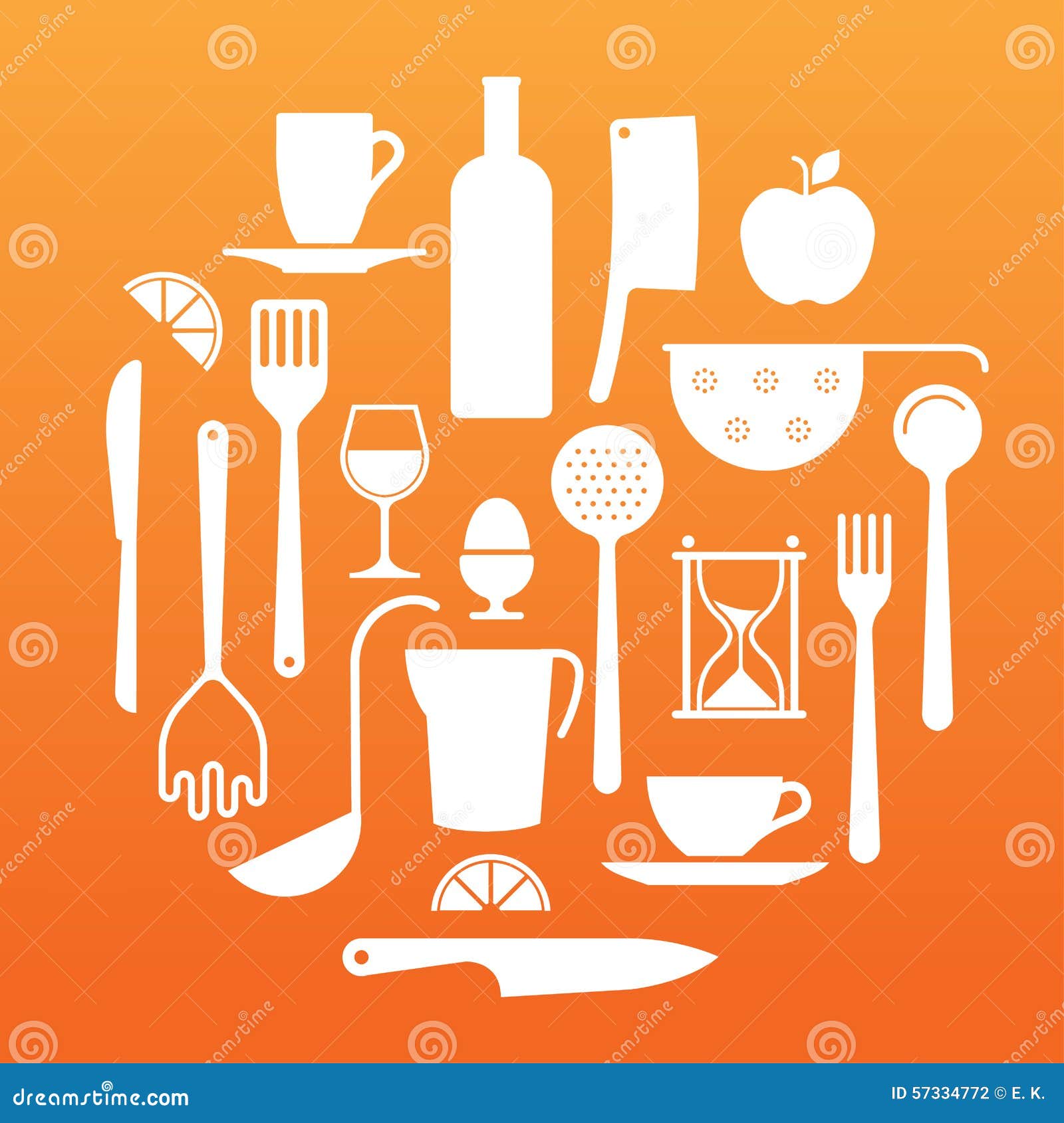 Composition with Kitchen Utensils Silhouettes Stock Vector ...