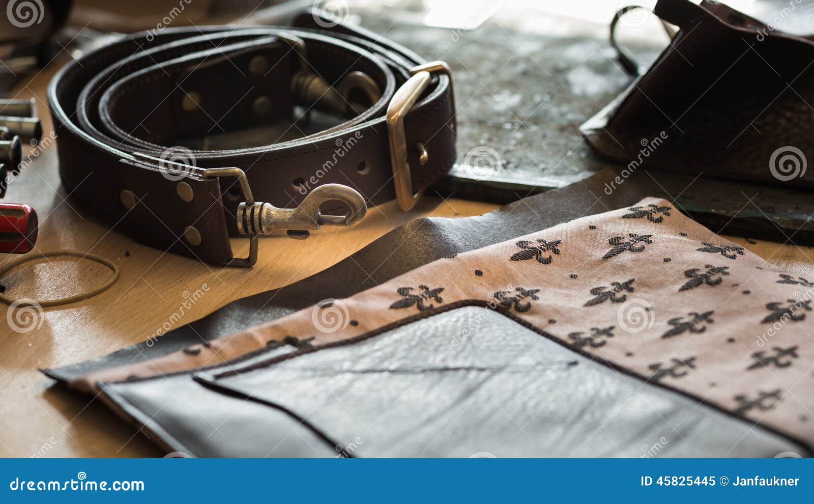 Composition of Leather Pieces Stock Image - Image of handmade, business ...