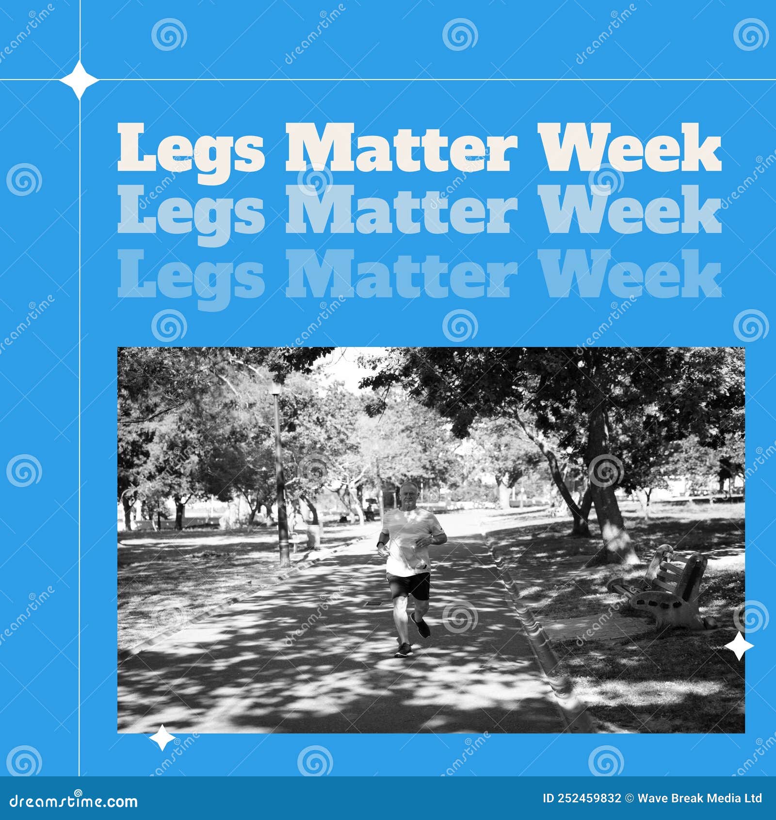 Composition of Legs Matter Week Text with Caucasian Man Running on Blue ...