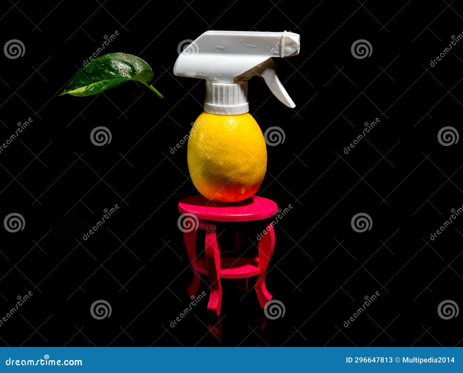 Composition with Lemon and Spray on a Black Background Stock Image ...