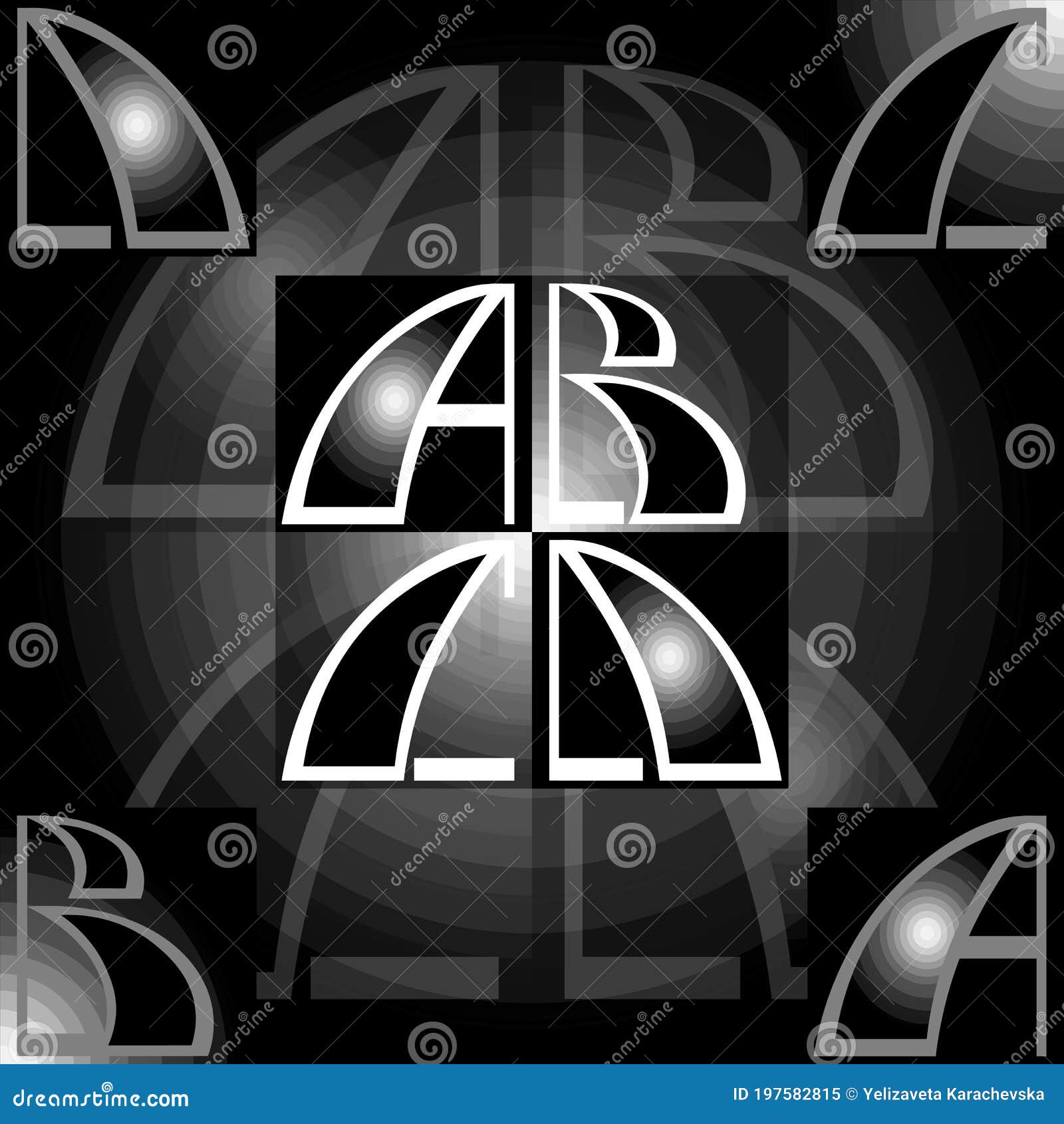 Composition of Letters ABCD Black-gray-white Seamless Pattern. Stock ...