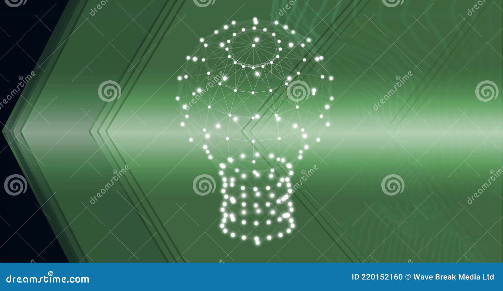 Composition of Light Bulb Formed with Network of Connection on Green ...