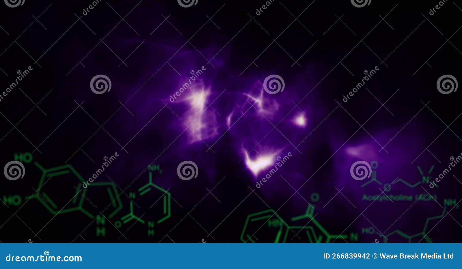 Composition of Light Trails Over Chemical Formula on Black Background ...