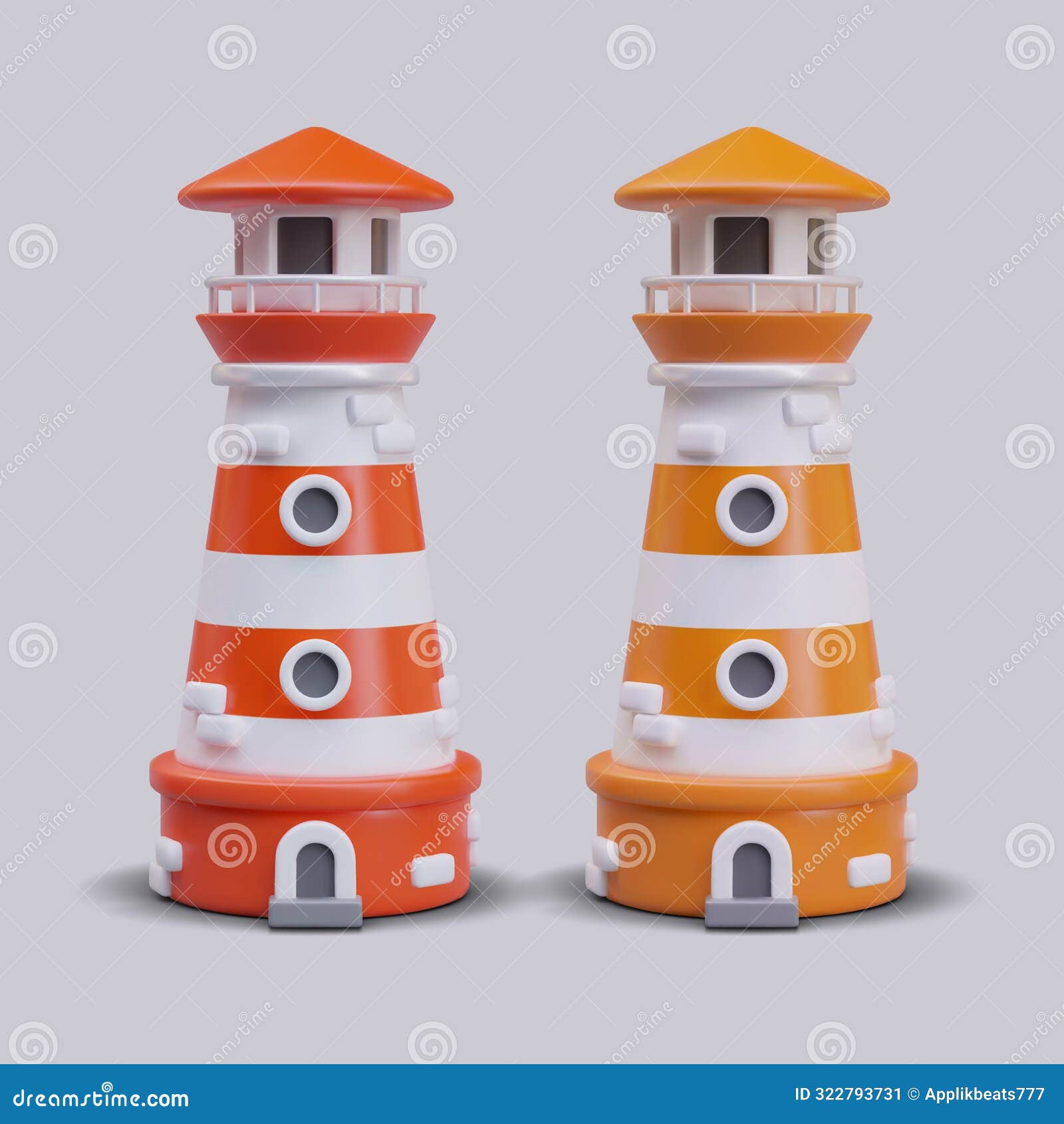 Composition of Lighthouse in Red and Orange Colors Stock Vector ...