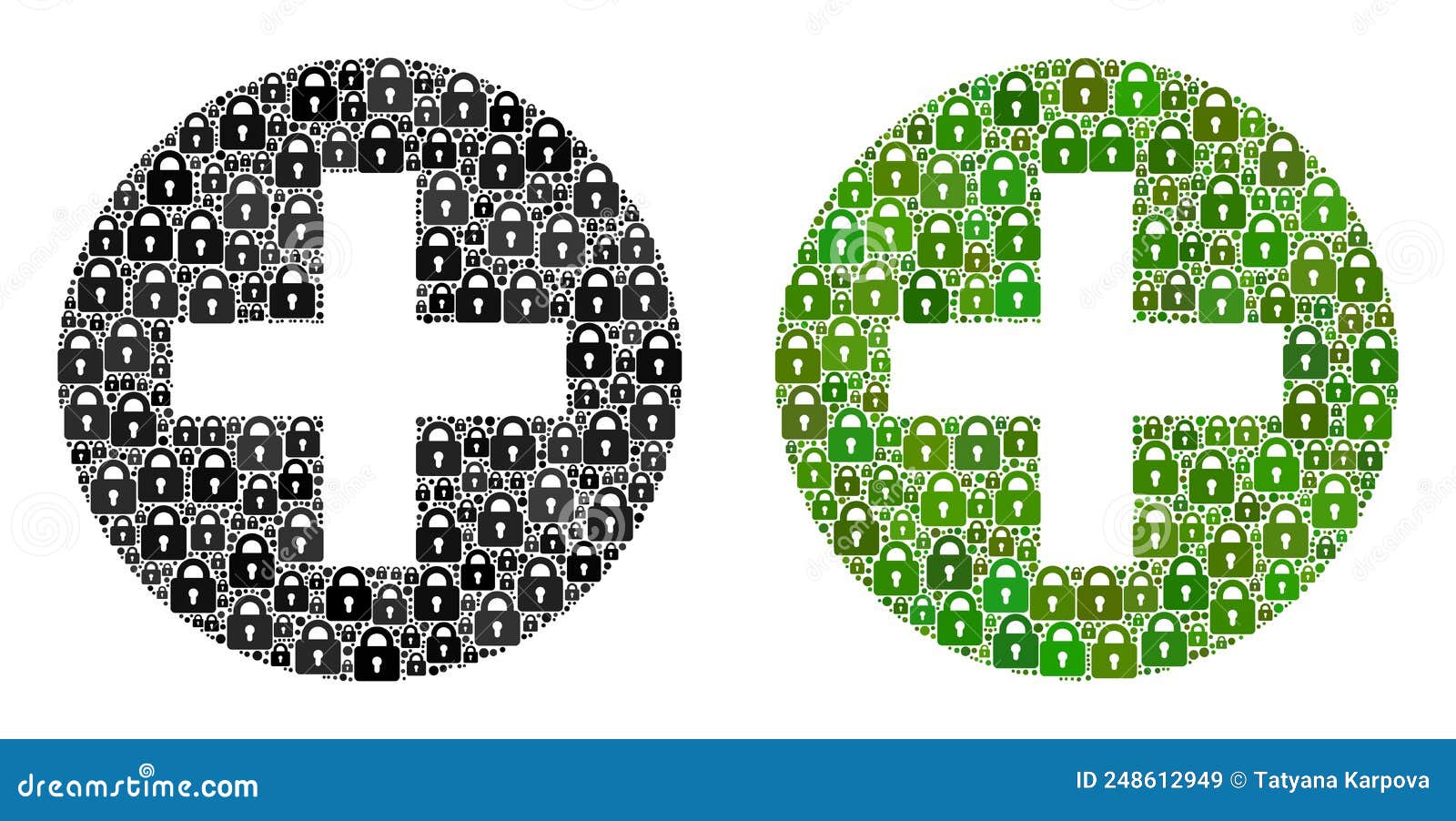 Composition of Locks for Plus Icon Stock Vector - Illustration of ...