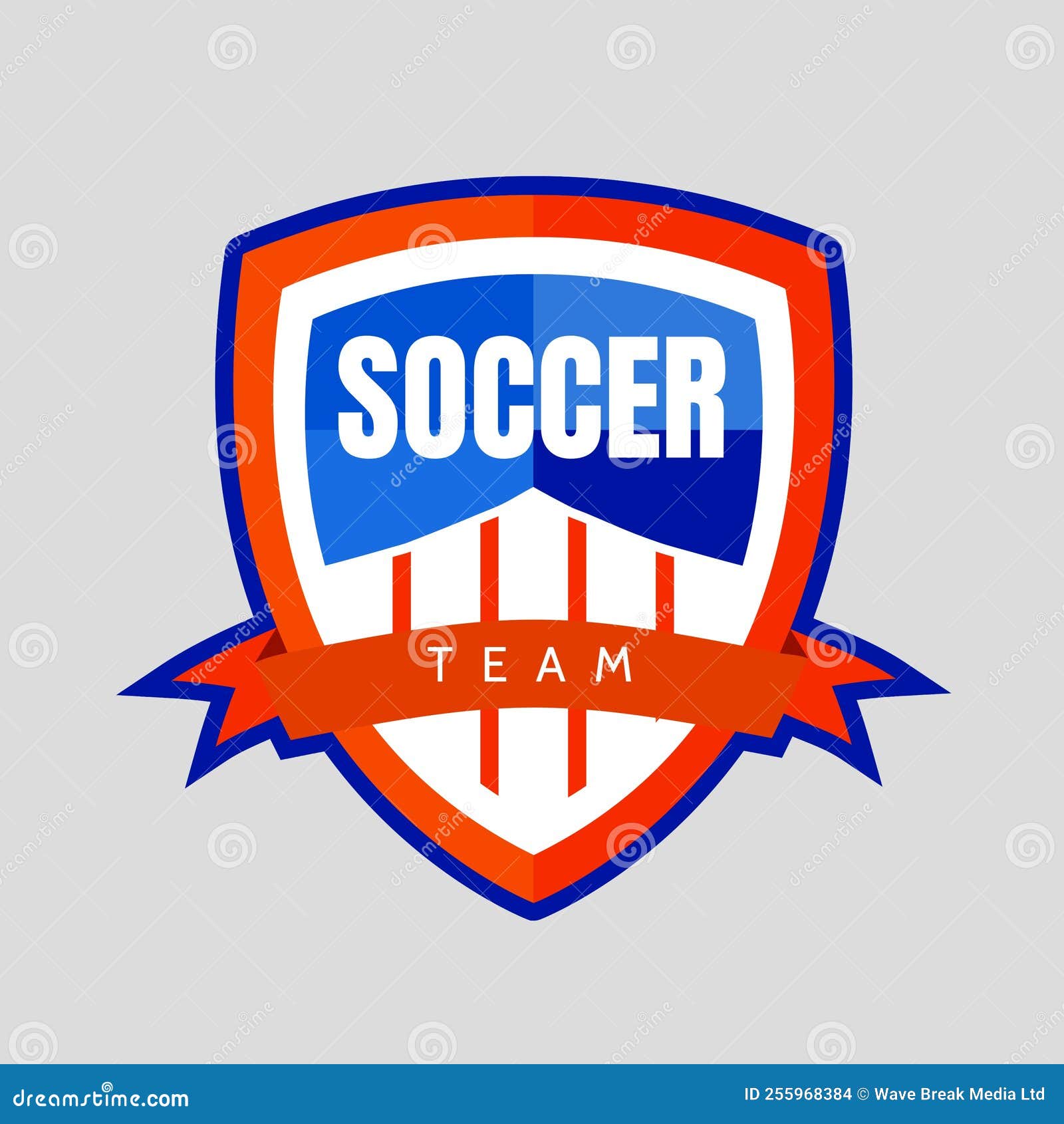 Composition of Logo with Soccer Team Text on Grey Background Stock ...