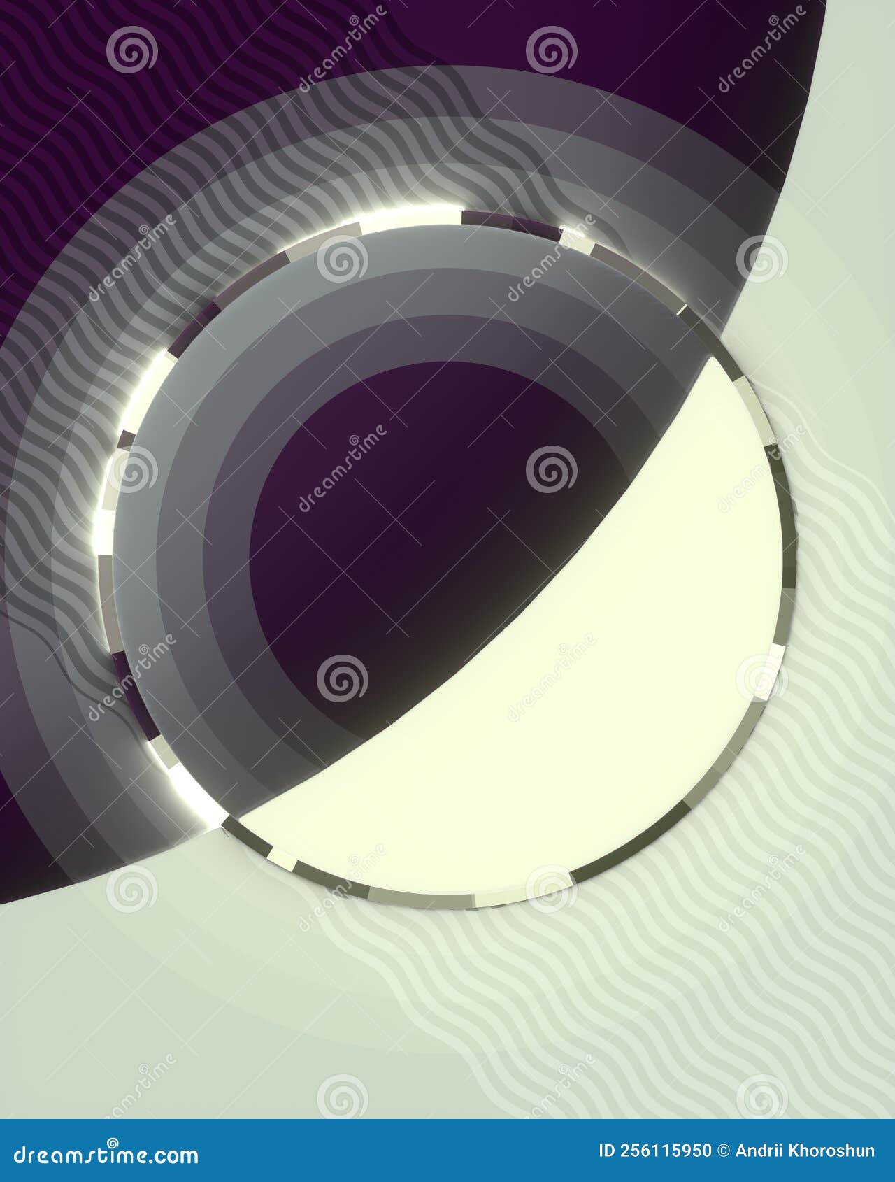 Composition with Luminous Spinning Rings. Abstract Light Background. 3d ...