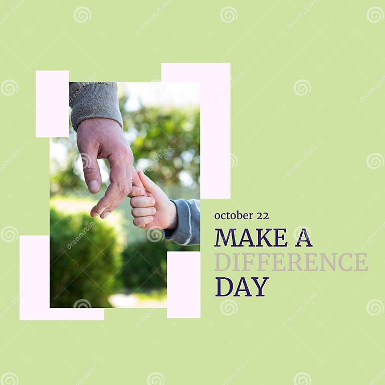 Composition of Make a Difference Day Text Over Holding Hands Stock ...