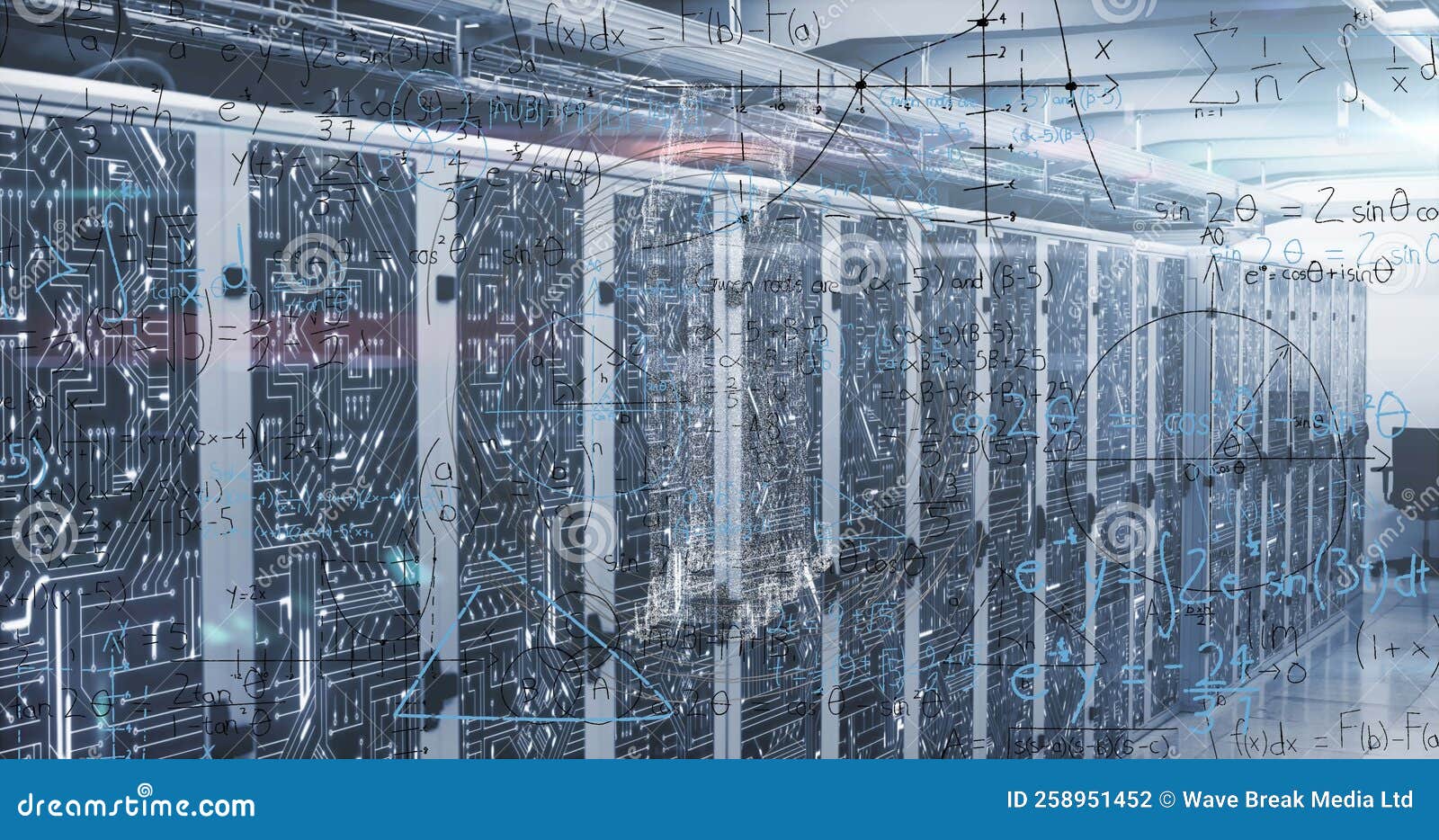 Composition of Mathematical Equations and Computer Circuit Board Over ...