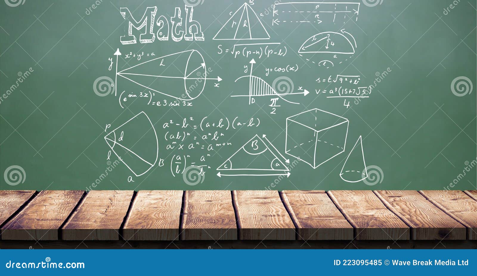 Composition of Mathematical Equations Over Green Chalkboard Stock Image ...