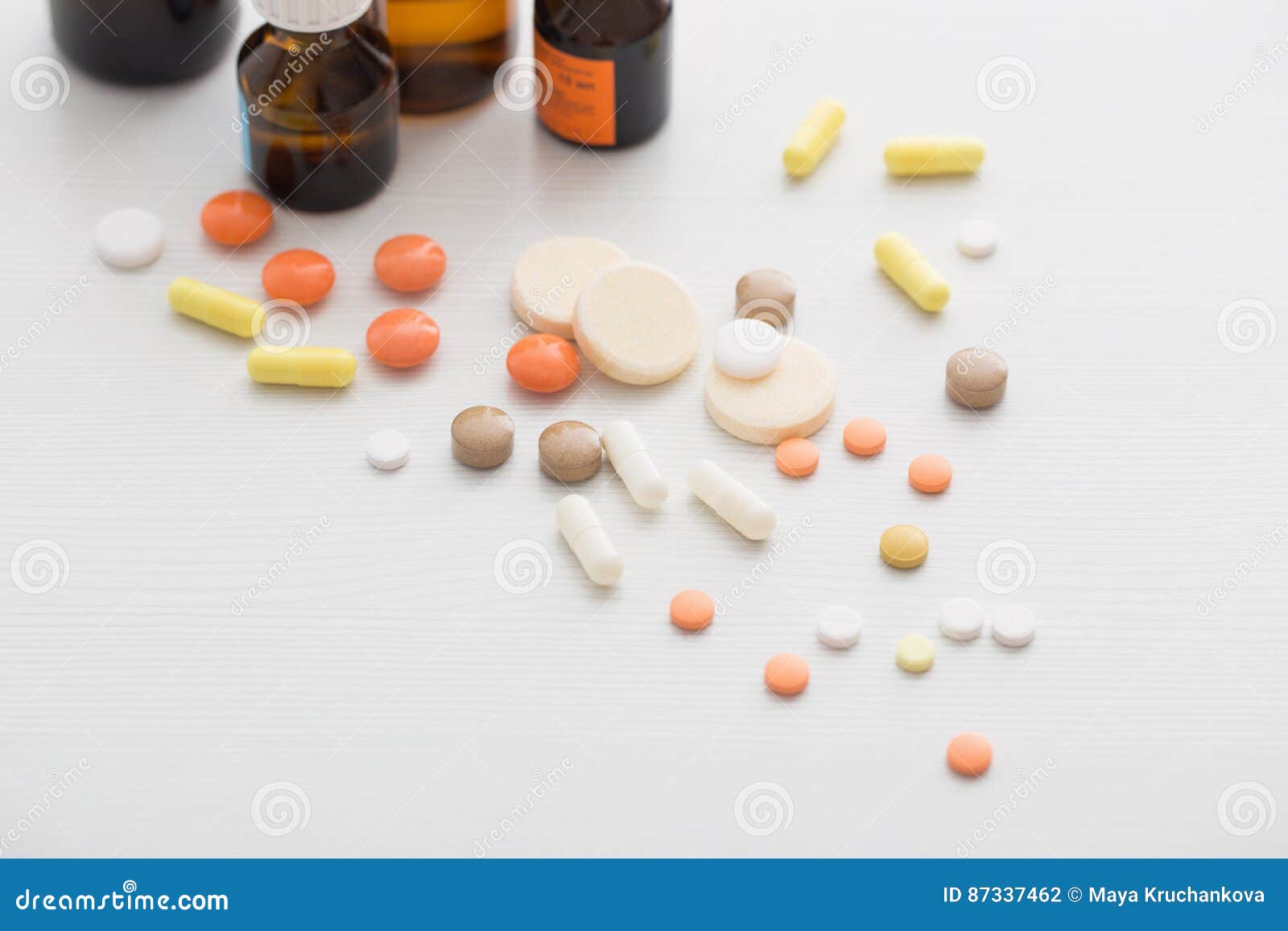 Composition of Medicine Bottles and Pills Stock Photo - Image of ...